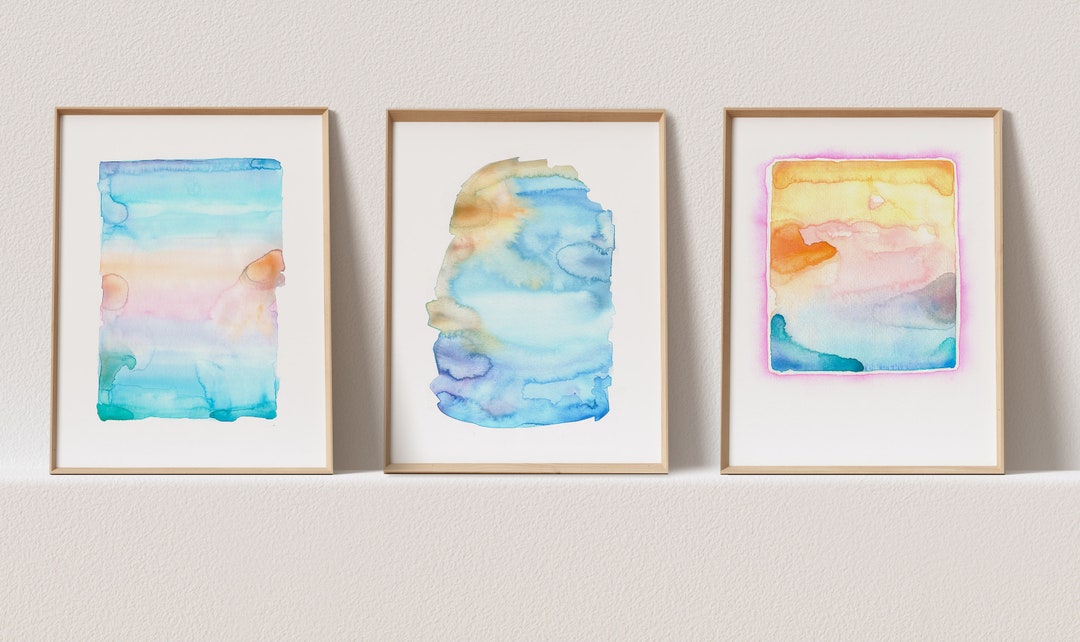 Gallery Wall Set 3 Piece Wall Art Abstract Watercolor Print Set of 3 ...