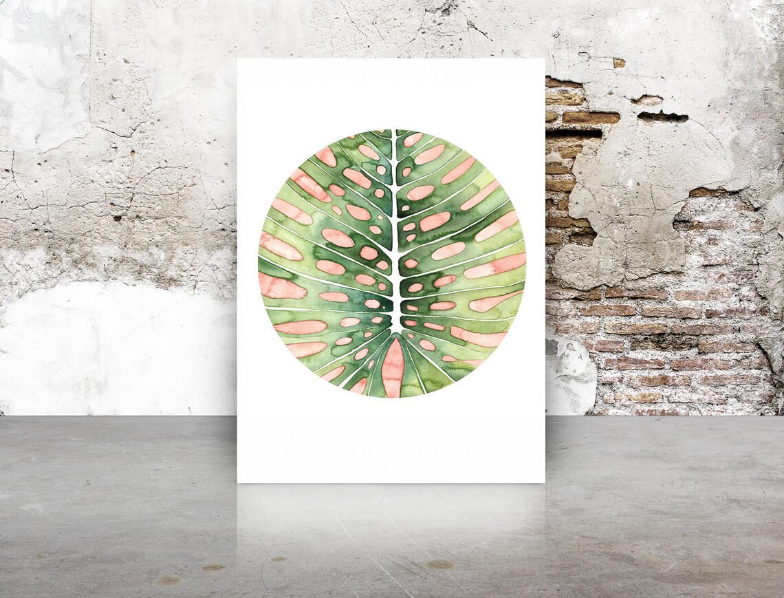 Monstera Print Botanical Print Boho Wall Decor Monstera Leaf Watercolor ...