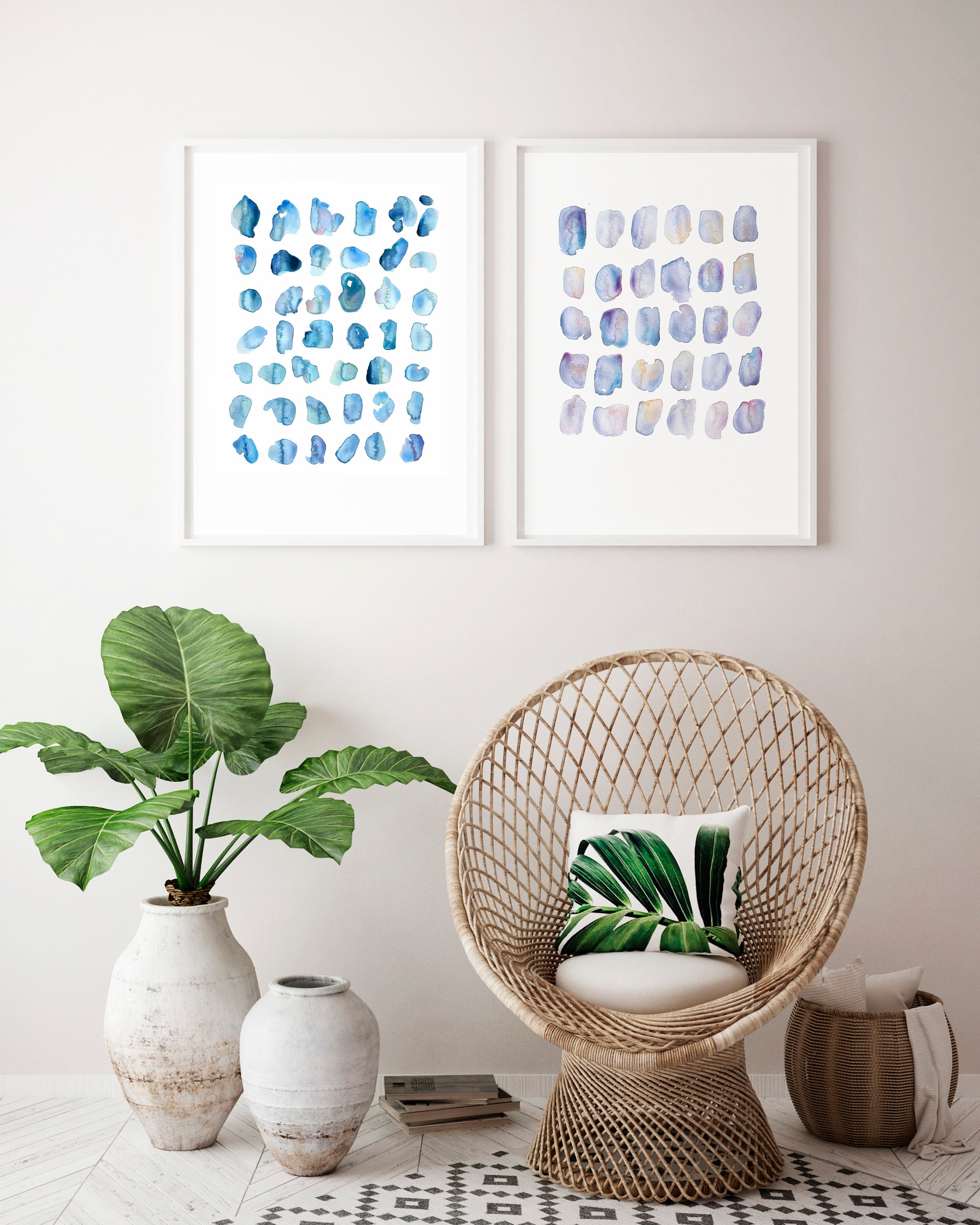 Set of Two Prints Abstract Art Print Diptych 2 Piece Wall Art Prints ...