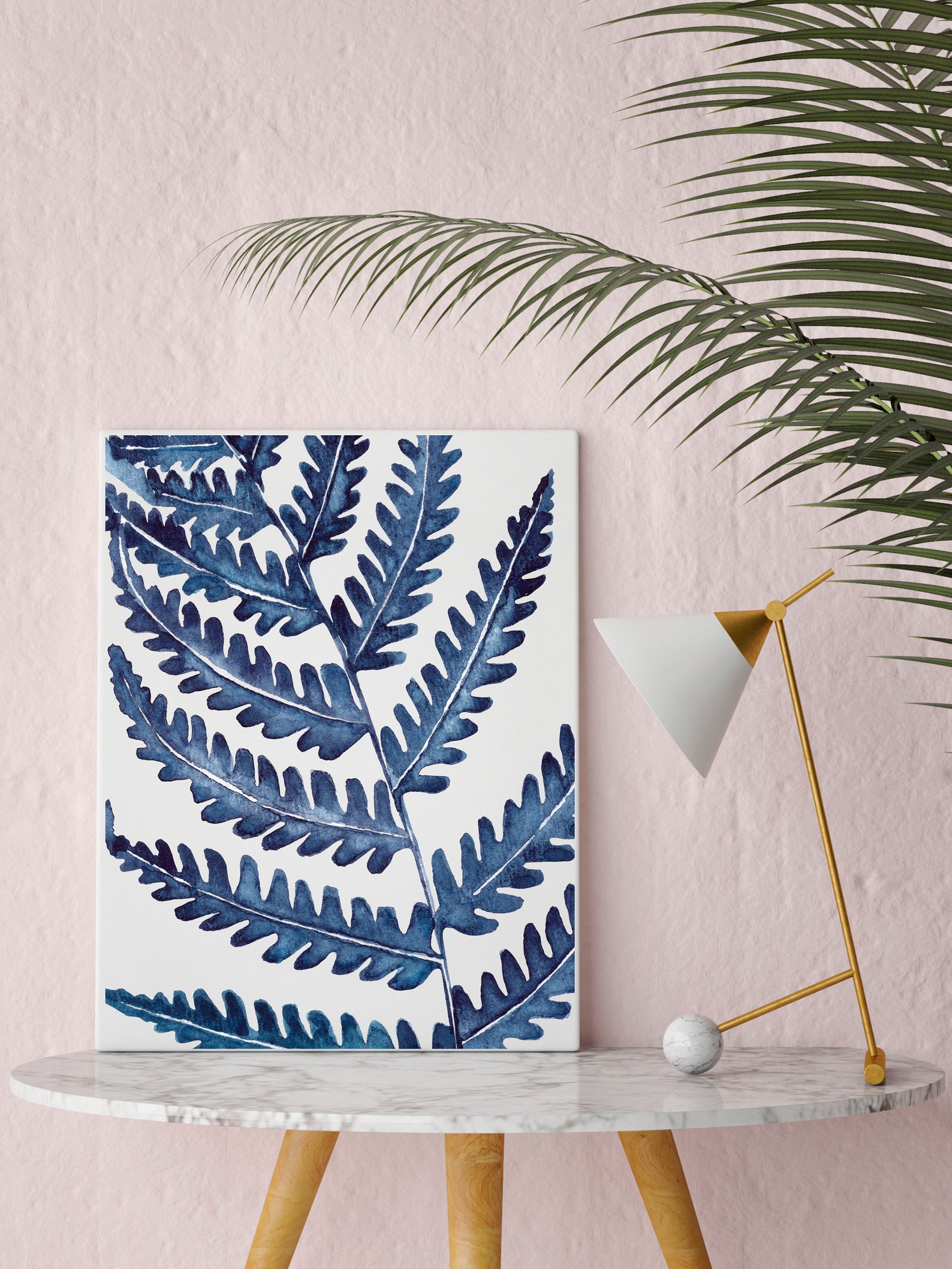 Blue Fern Print Blue Botanical Wall Art Prints Indigo Leaf | Etsy