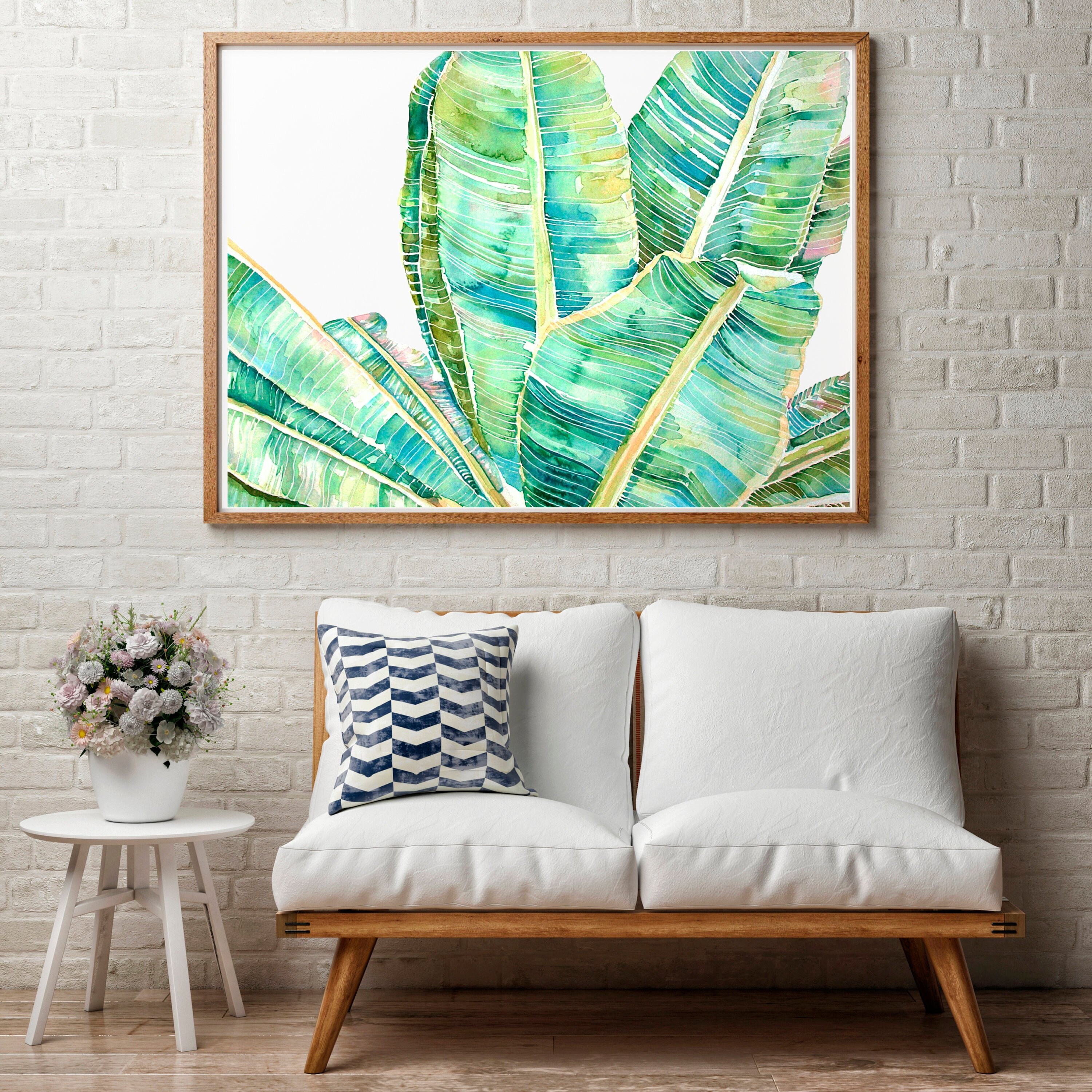 Banana Leaf Print Botanical Wall Art Watercolor Print Boho | Etsy