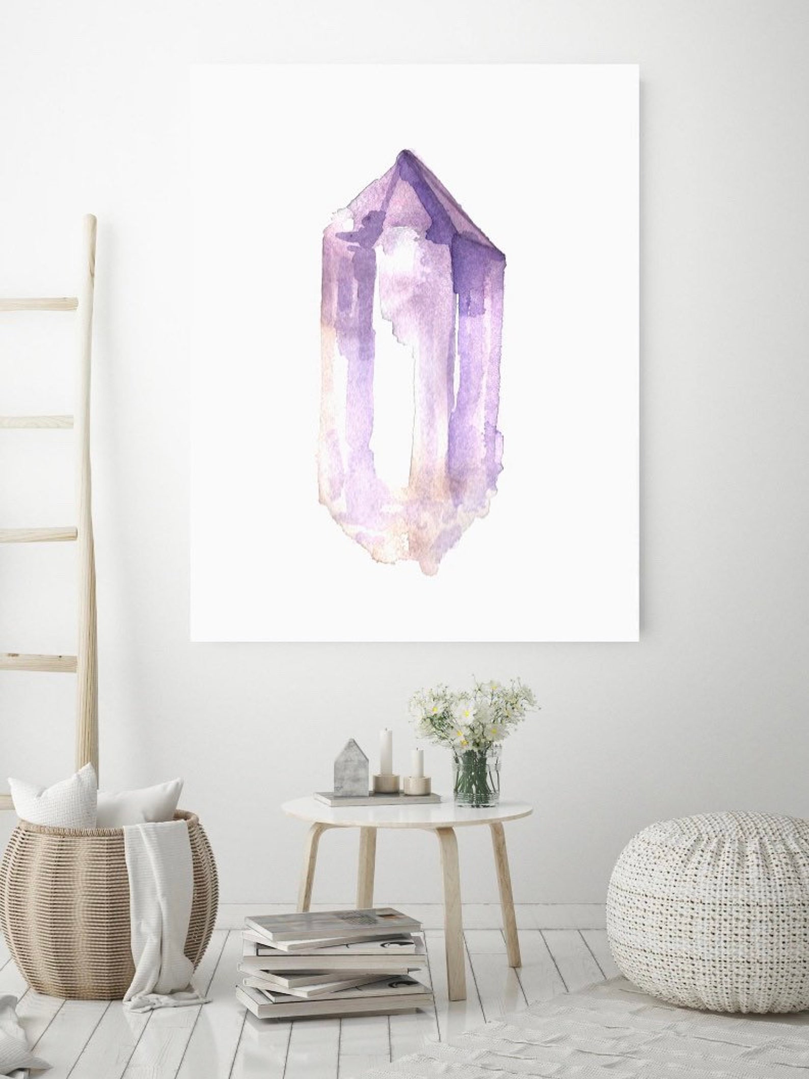 Crystal Print Watercolor Gemstones Quartz Print Crystal Painting ...