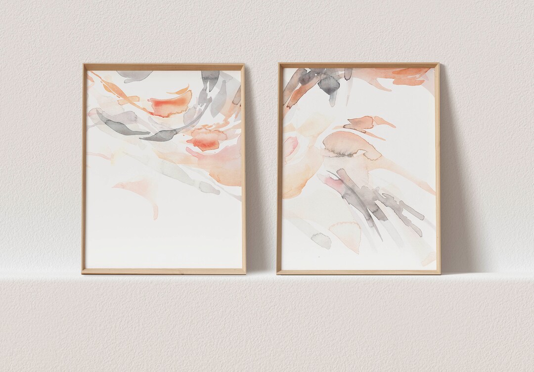 Set of Two Prints Abstract Art Diptych 2 Piece Wall Art Prints ...