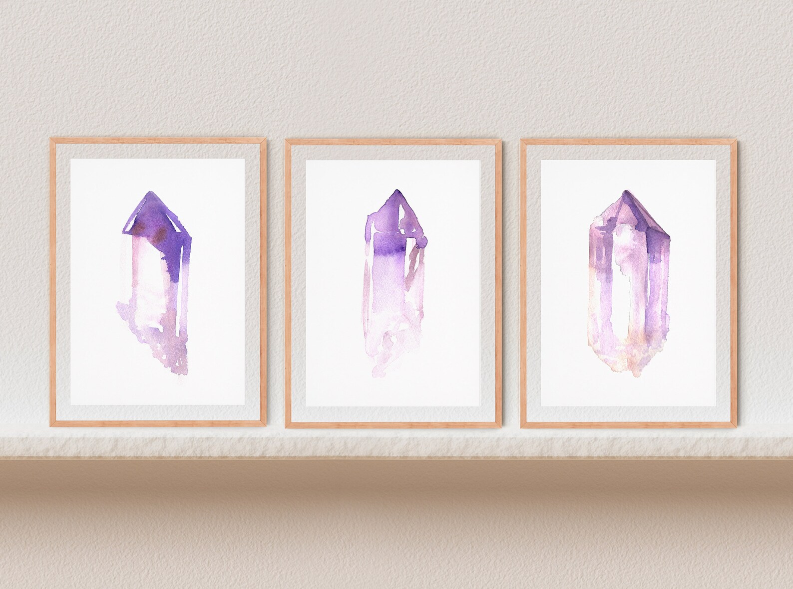 Crystal Print Watercolor Gemstones Quartz Print Crystal Painting ...