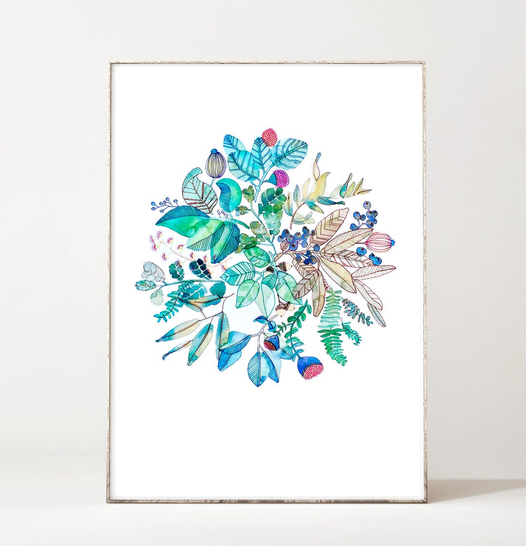 Botanical Print Botanical Wall Art Mandala Print Watercolor Print ...