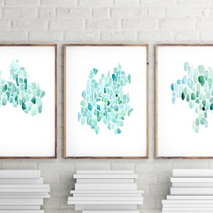 Coastal Wall Art Sea Glass Print Abstract Watercolor Print Abstract Art ...