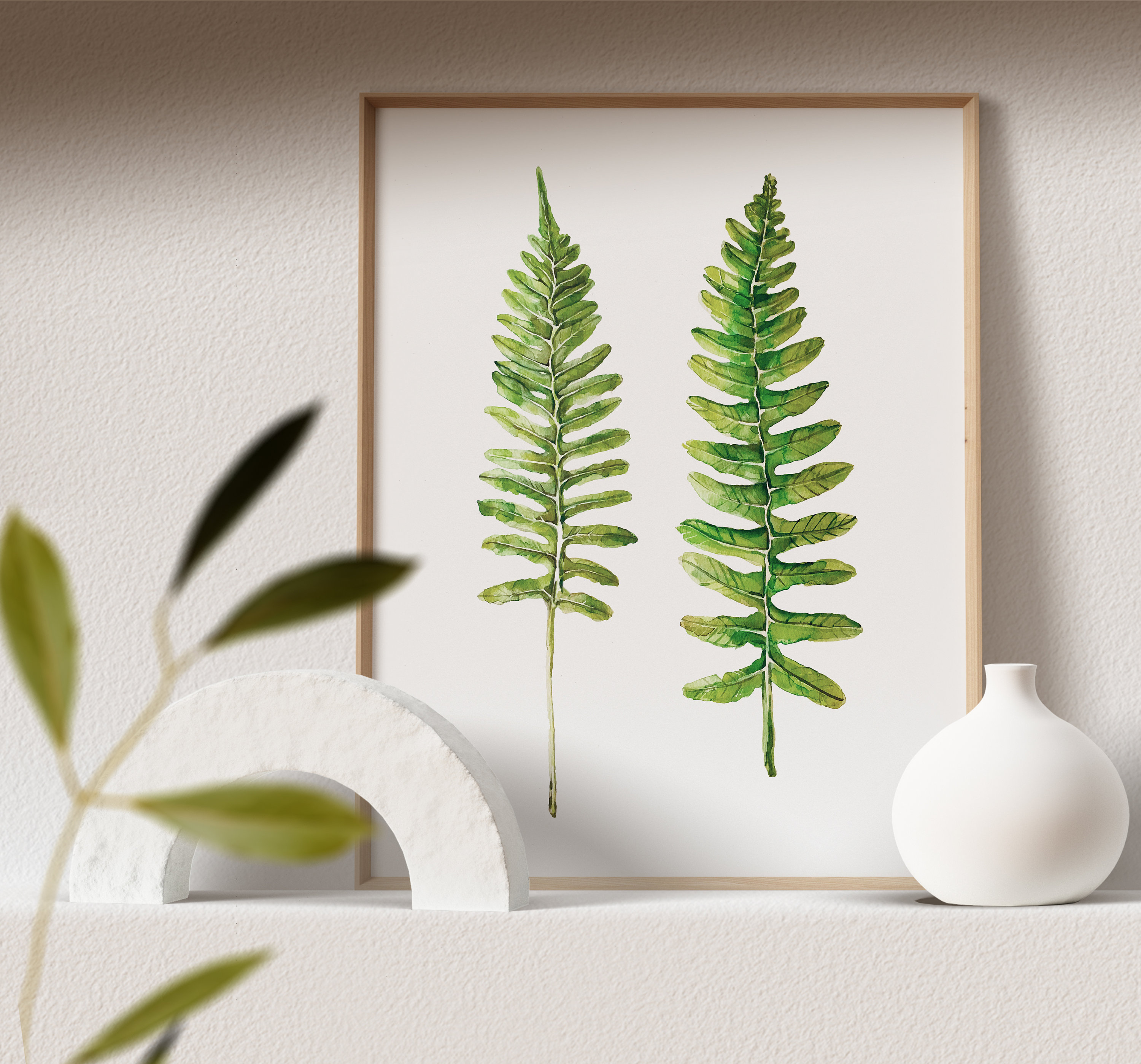 Botanical Print Fern Watercolor Print Boho Wall Decor | Etsy