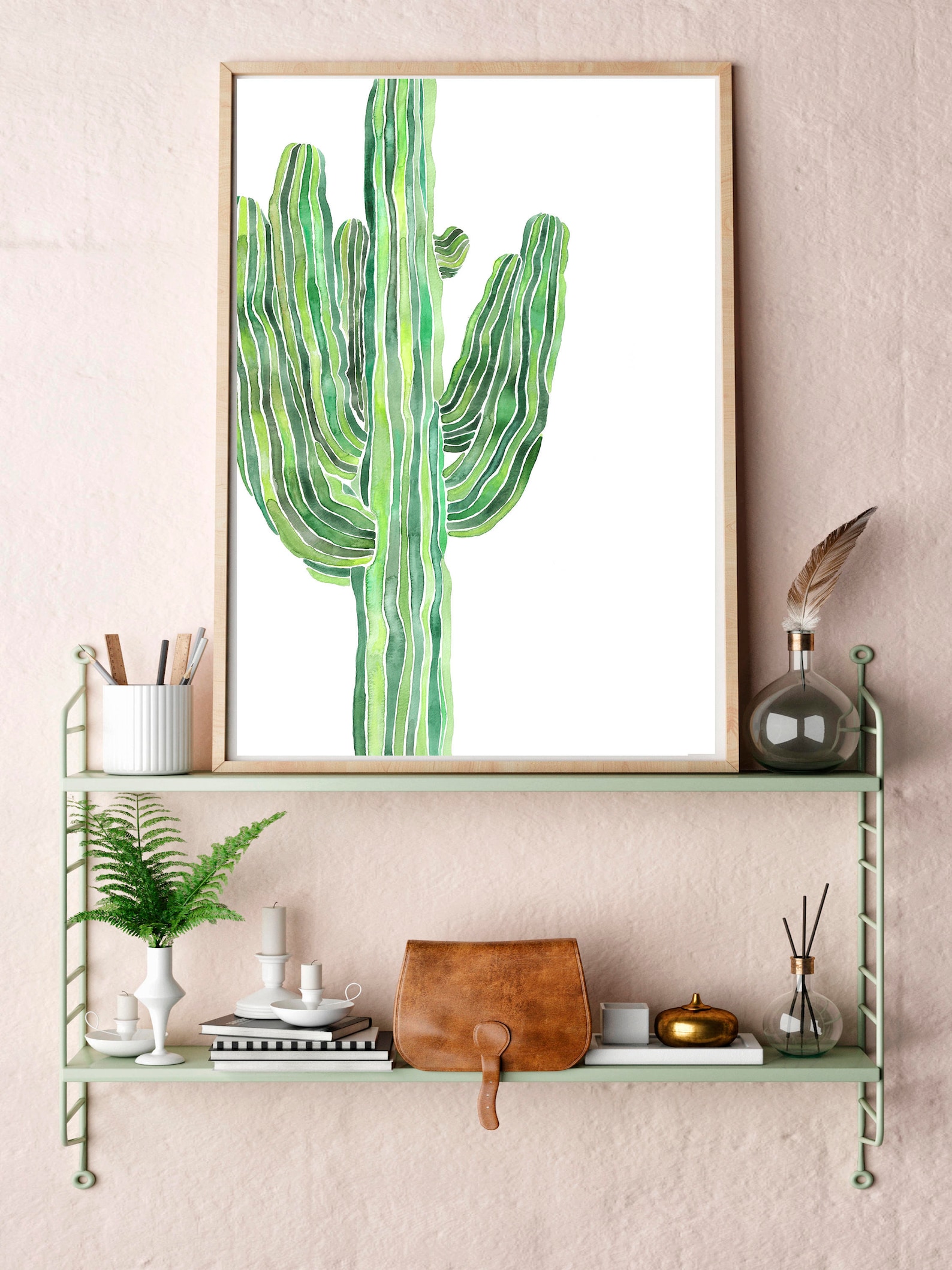 Cactus Print Boho Wall Decor Aquarelle Cactus Wall Art | Etsy