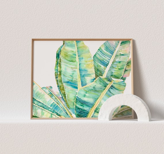 Banana Leaf Print Botanical Wall Art Watercolor Print Boho | Etsy