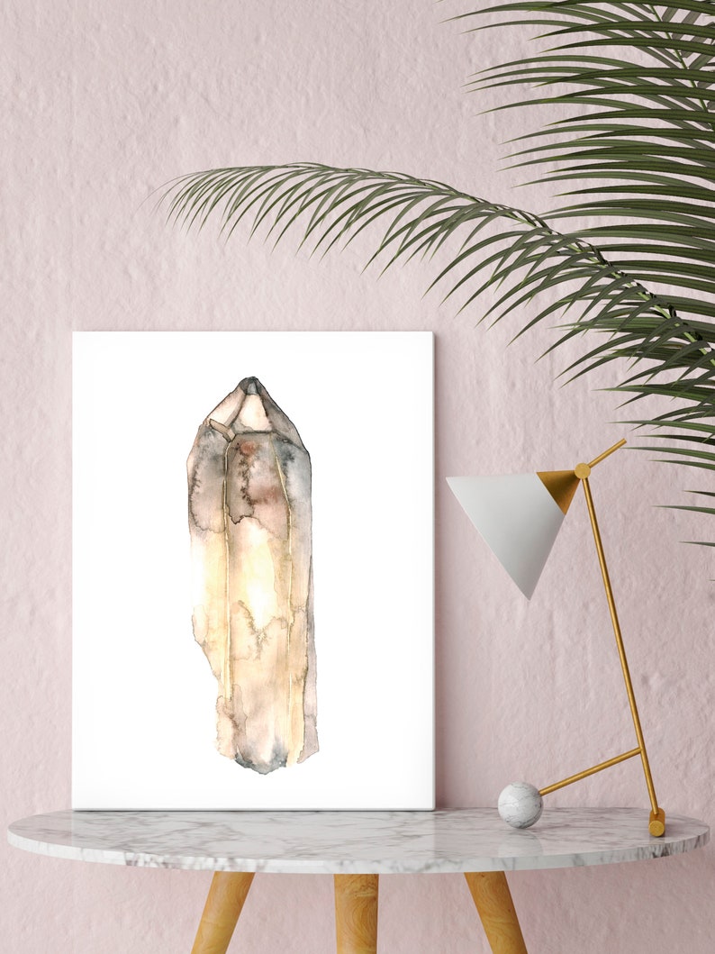 Quartz Crystal Boho Wall Decor Watercolor Wall Art Print | Etsy