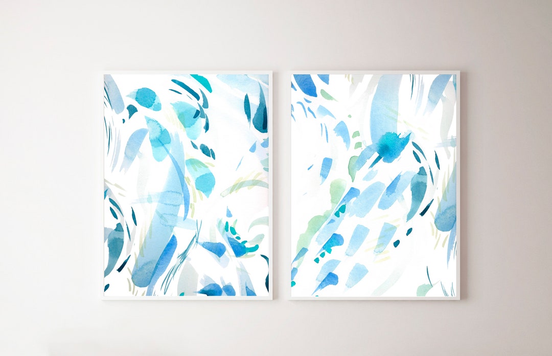Set of Two Prints Abstract Art Diptych 2 Piece Wall Art Prints ...