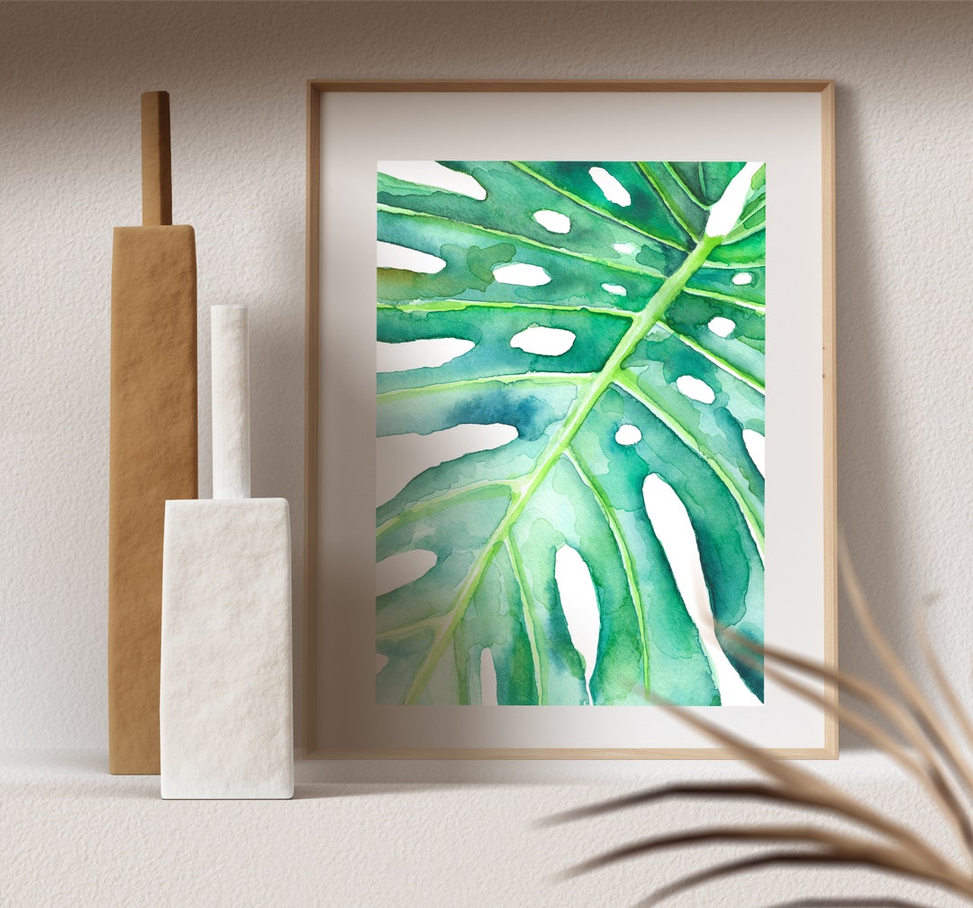Monstera Print Tropical Leaf Print Monstera Leaf Watercolor Print ...