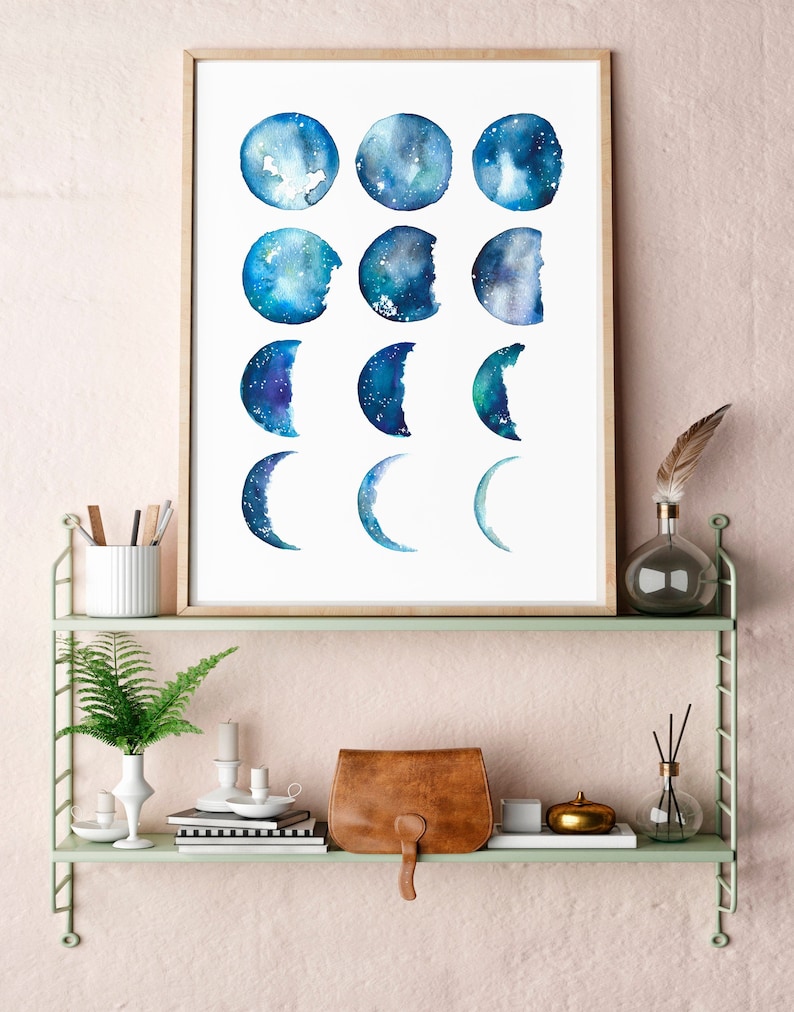 Moon Phases Print Moon Art Moon Phase Art Moon Phases Wall Art | Etsy