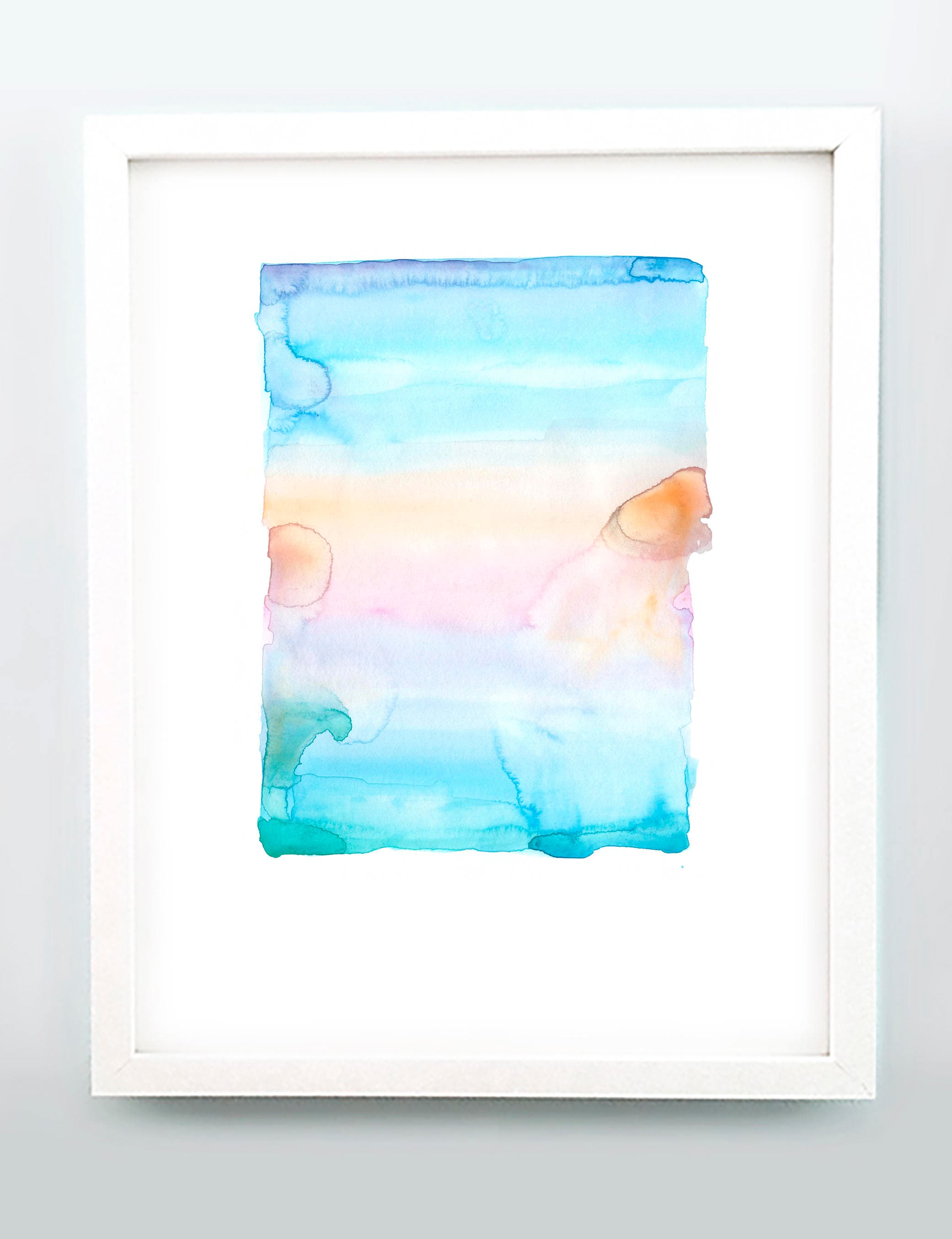 Abstract Watercolor Print Abstract Art Blue Sunset Watercolor Painting ...