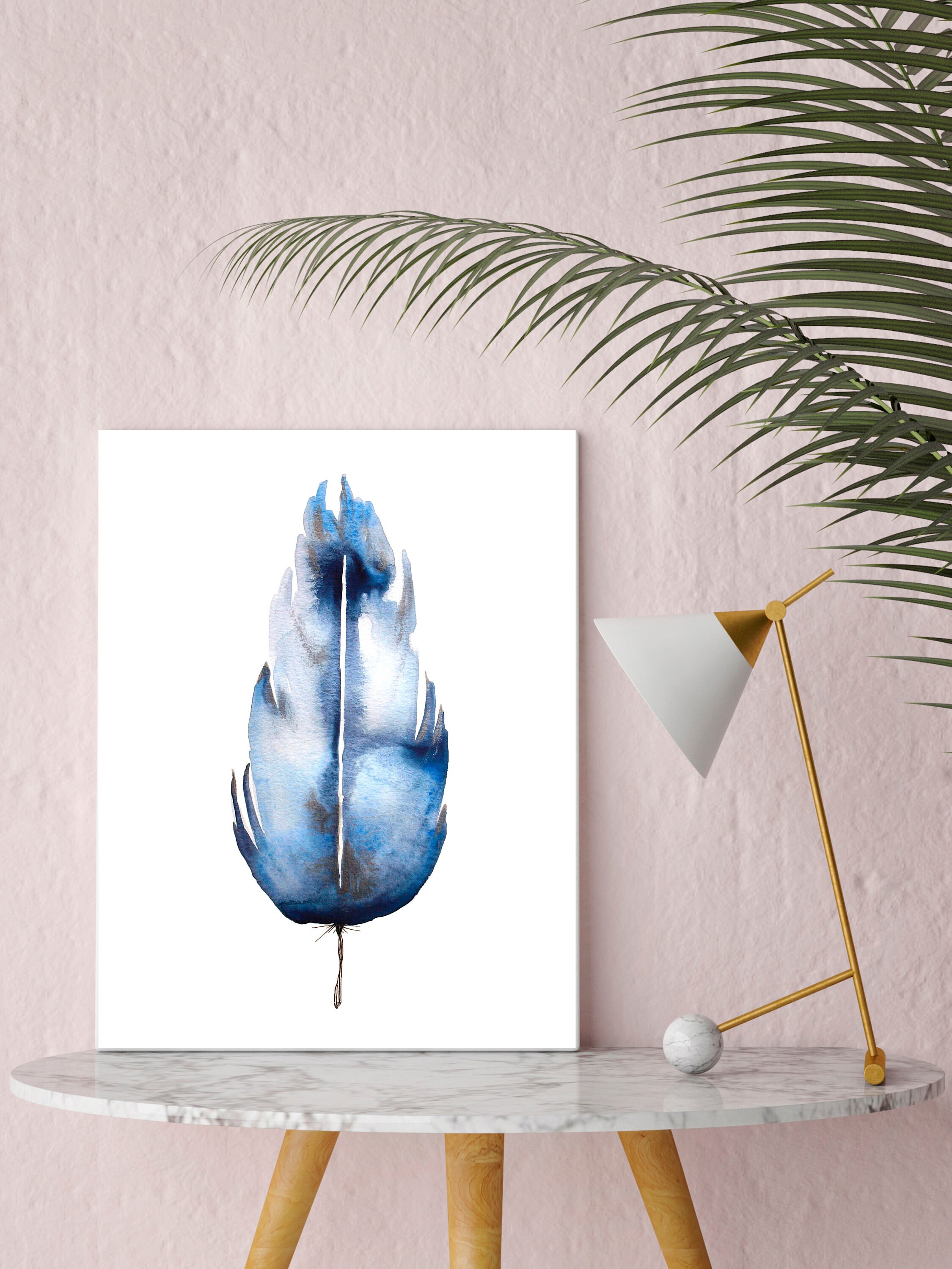 3 Piece Wall Art Feather Print Boho Wall Decor Watercolor Print Set of ...