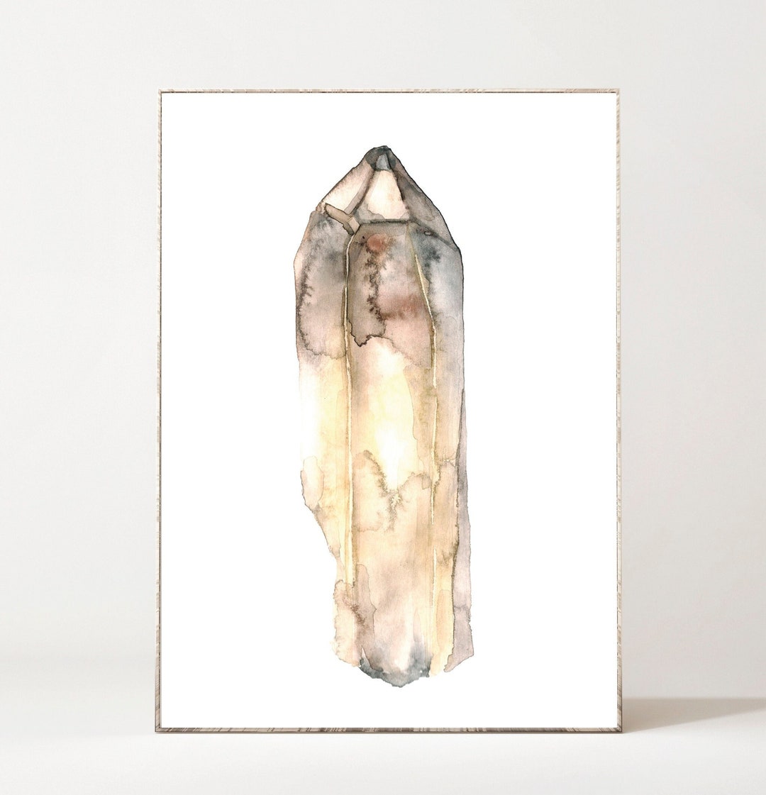 Quartz Crystal Boho Wall Decor Watercolor Wall Art Print Crystal Decor ...