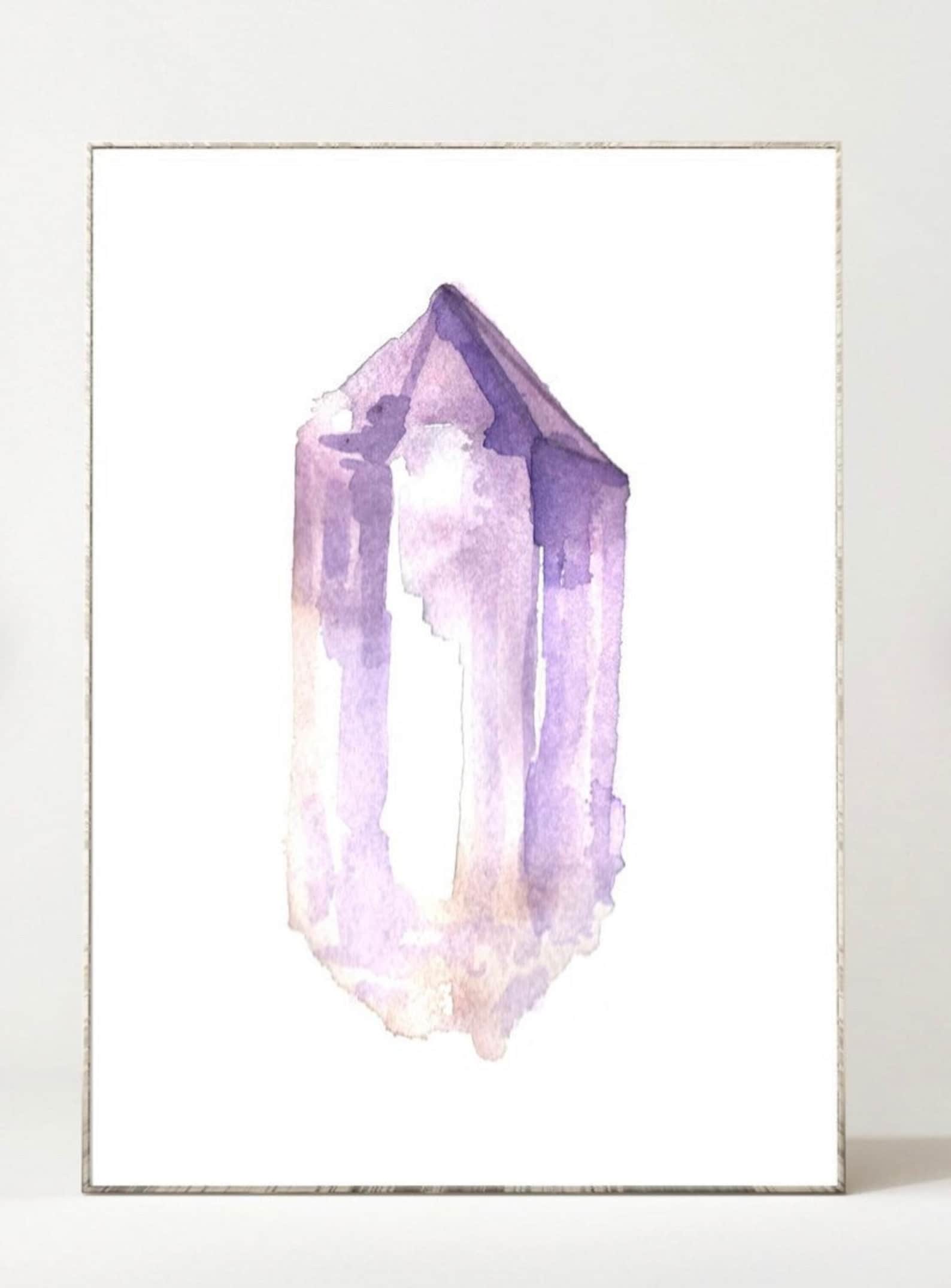 Crystal Print Watercolor Gemstones Quartz Print Crystal Painting ...
