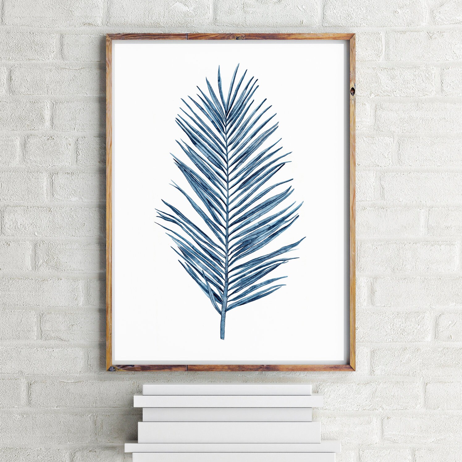 Botanical Print Indigo Blue Palm Leaf Tropical Leaf Print | Etsy