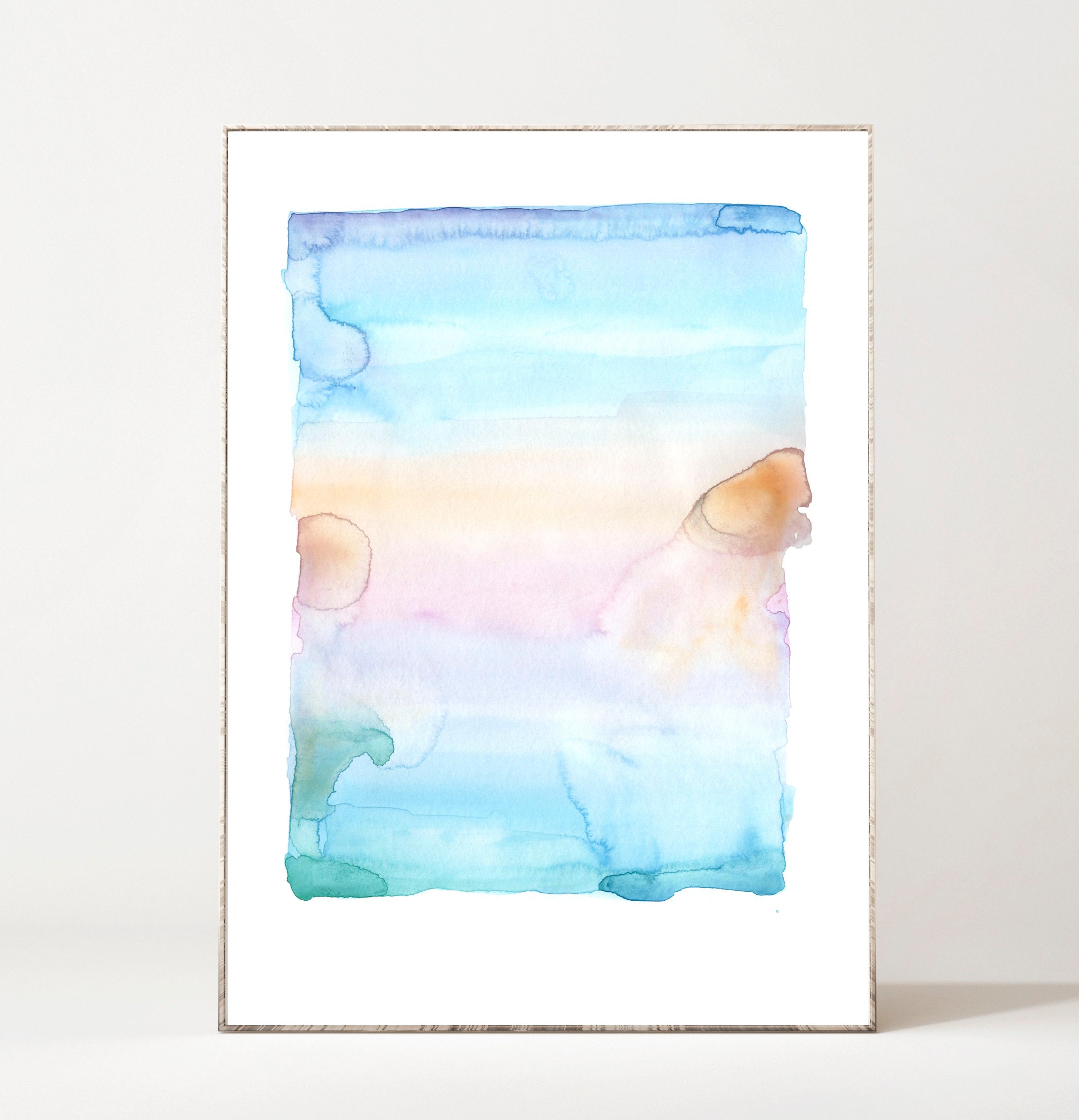 Abstract Watercolor Print Abstract Art Blue Sunset Watercolor | Etsy