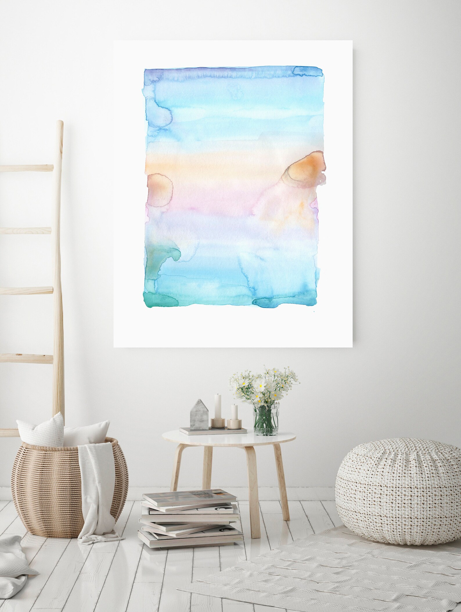 Abstract Watercolor Print Abstract Art Blue Sunset Watercolor - Etsy