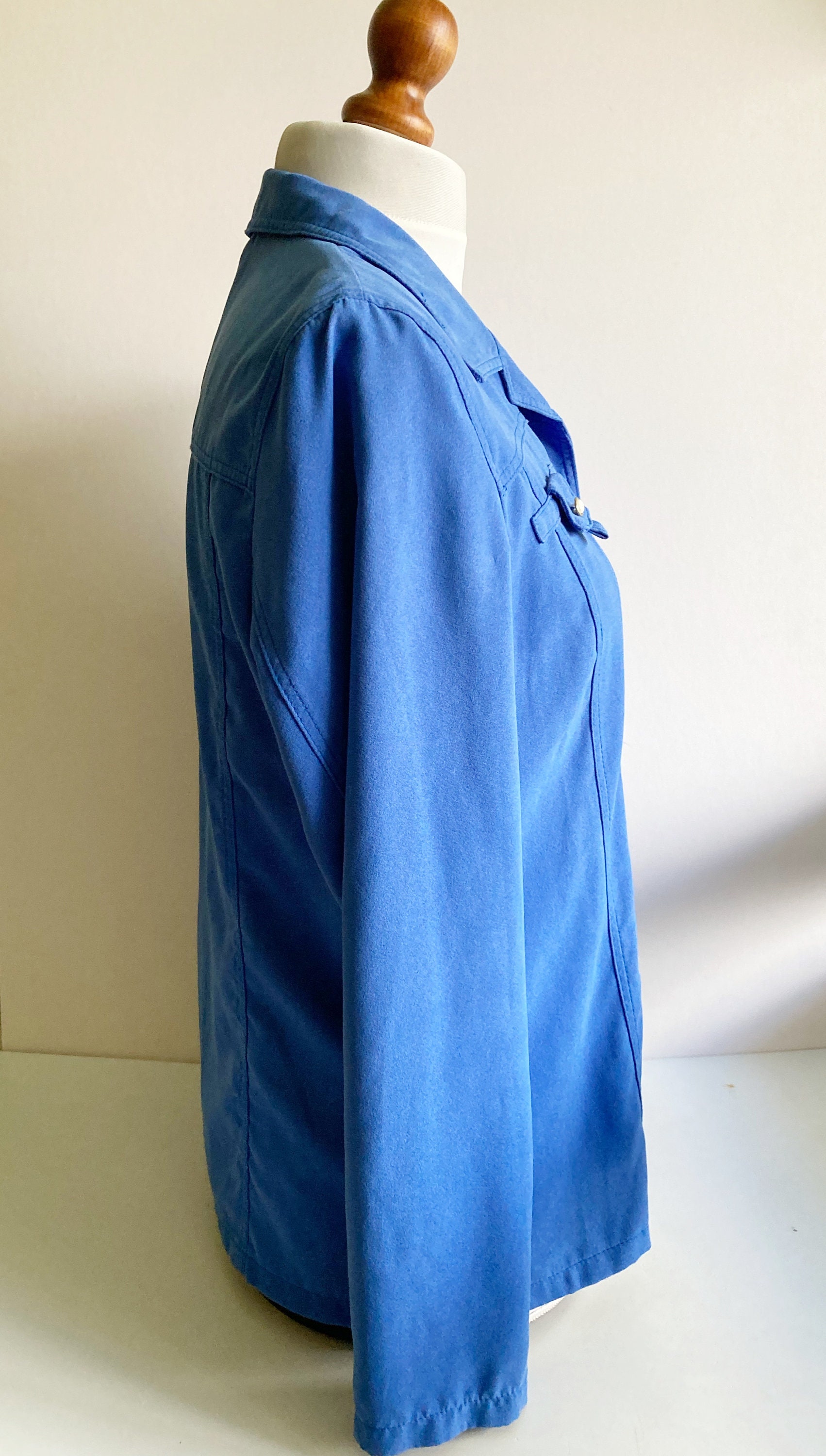 Vintage Shacket Blue Shacket Bright Blue Jacket Blue Shirt - Etsy