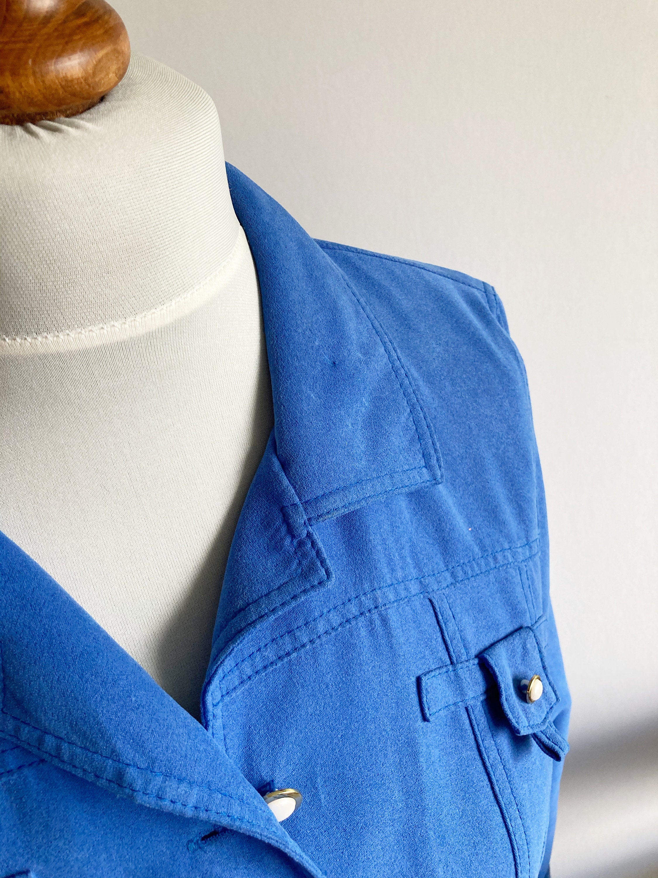 Vintage Shacket Blue Shacket Bright Blue Jacket Blue Shirt - Etsy