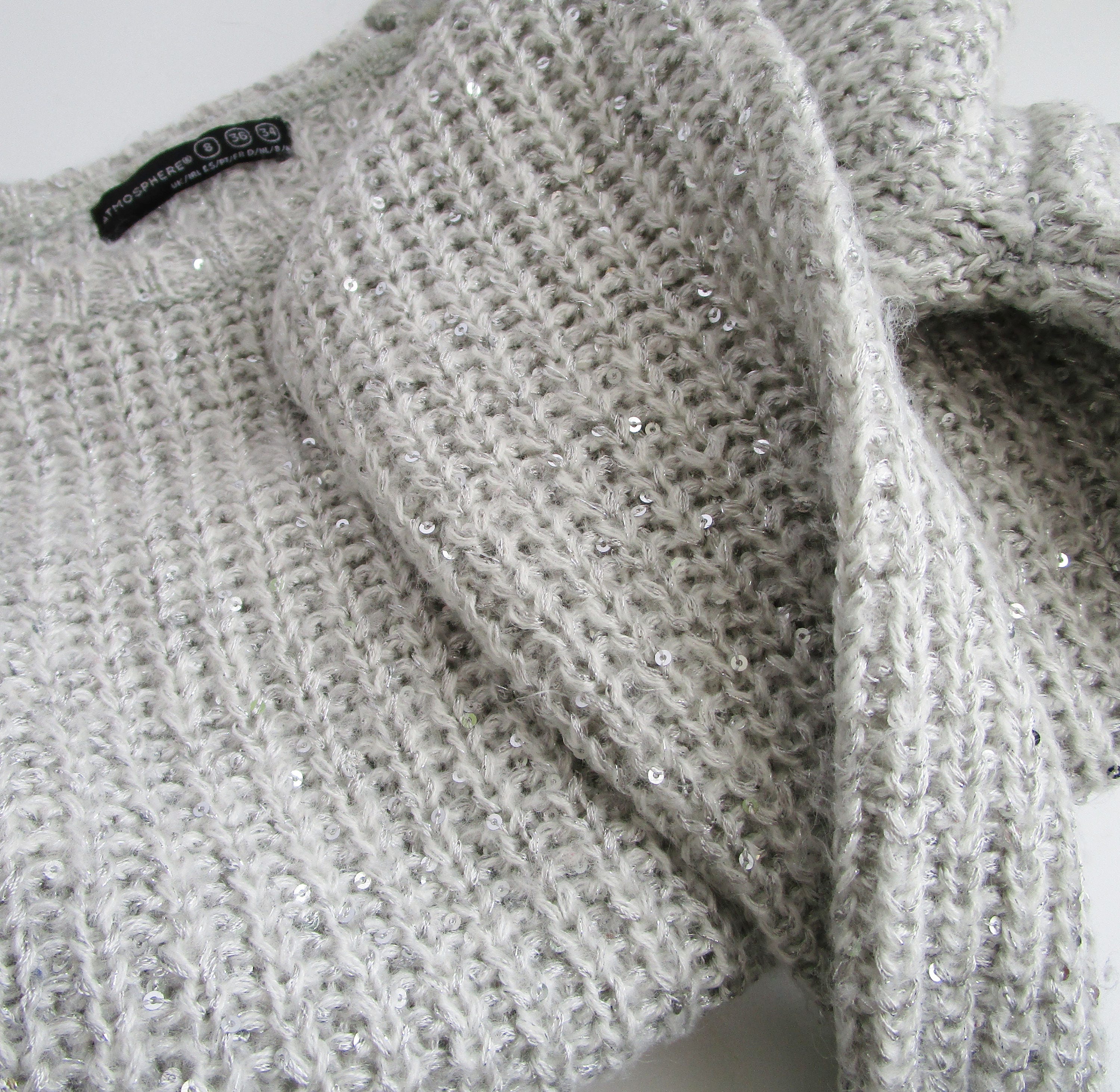 Vintage Gray Sweater, Silver Sweater, Metallic Sweater, Womens Gray ...