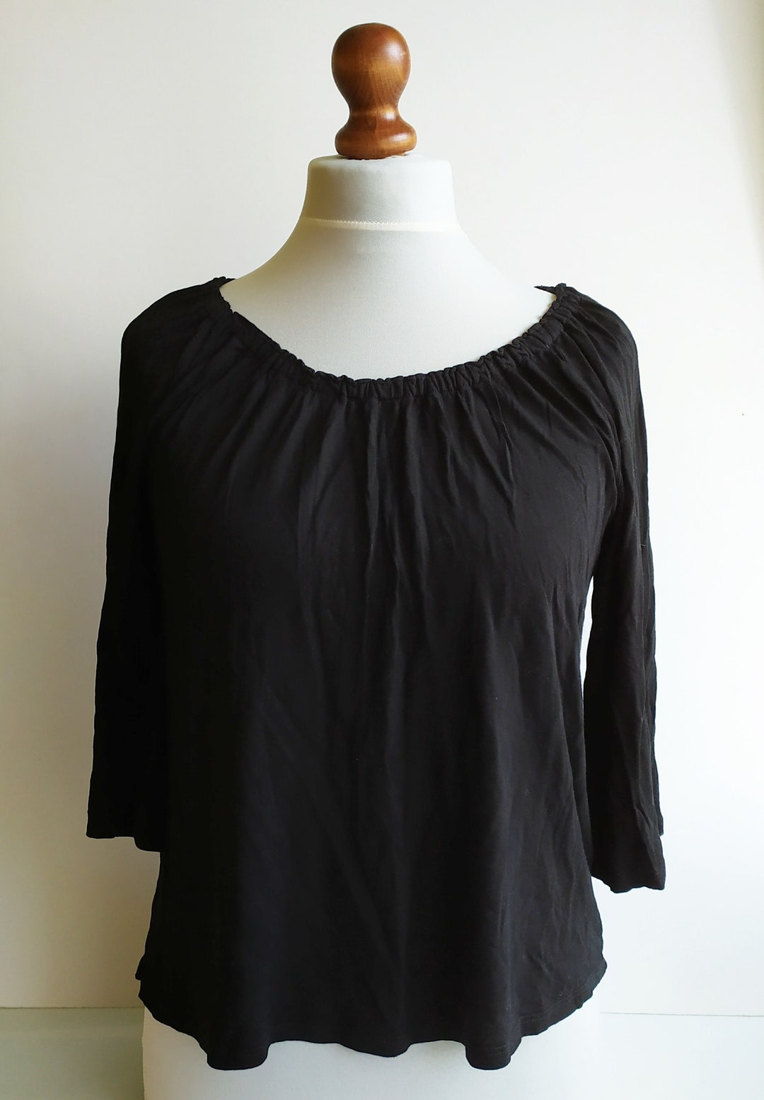 Vintage Black Top, Elegant Black Top, Black Blouse, Simple Black Top ...