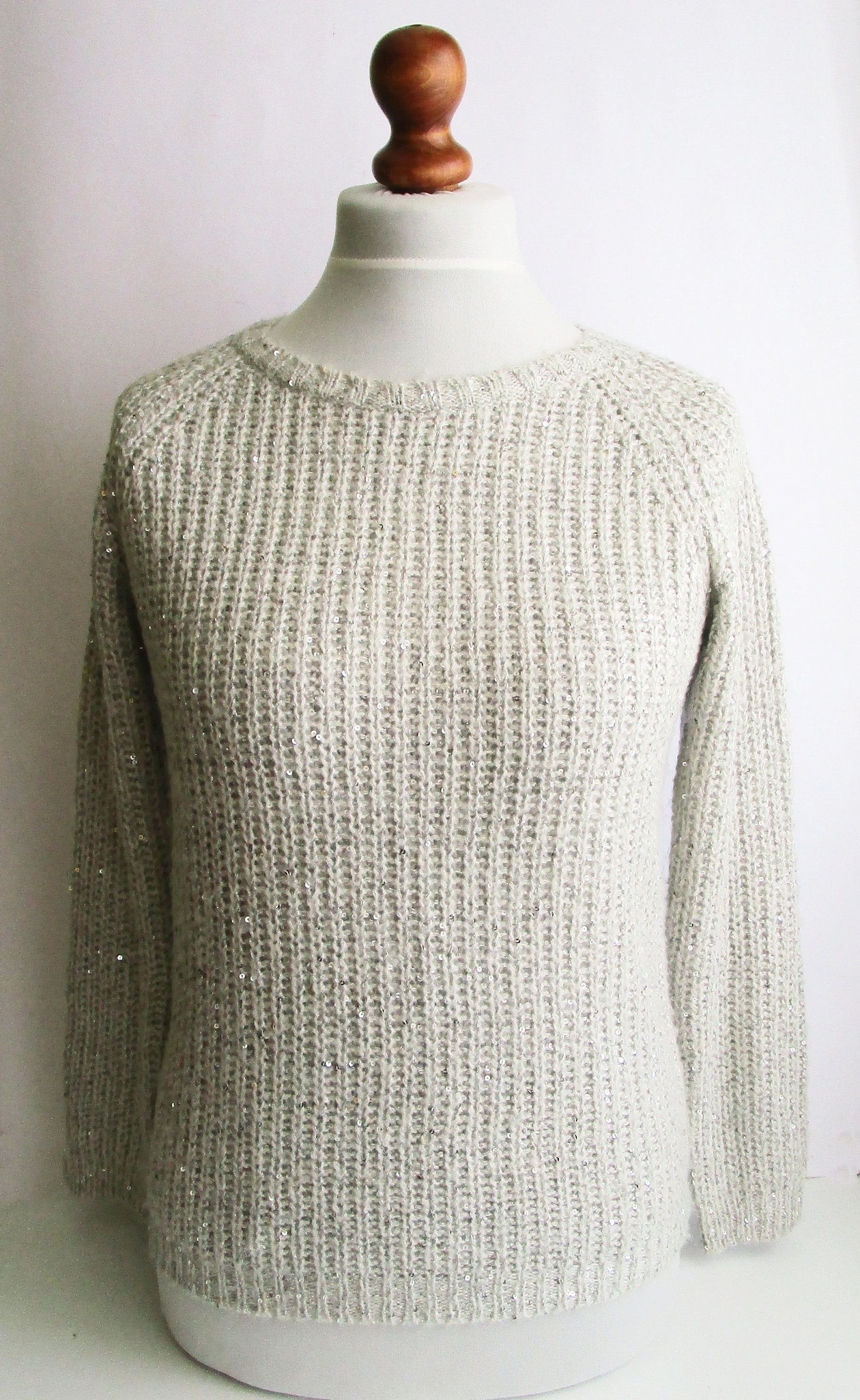 Vintage Gray Sweater, Silver Sweater, Metallic Sweater, Womens Gray ...
