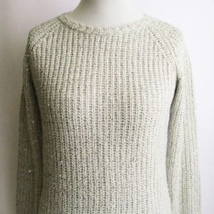 Vintage Gray Sweater, Silver Sweater, Metallic Sweater, Womens Gray ...