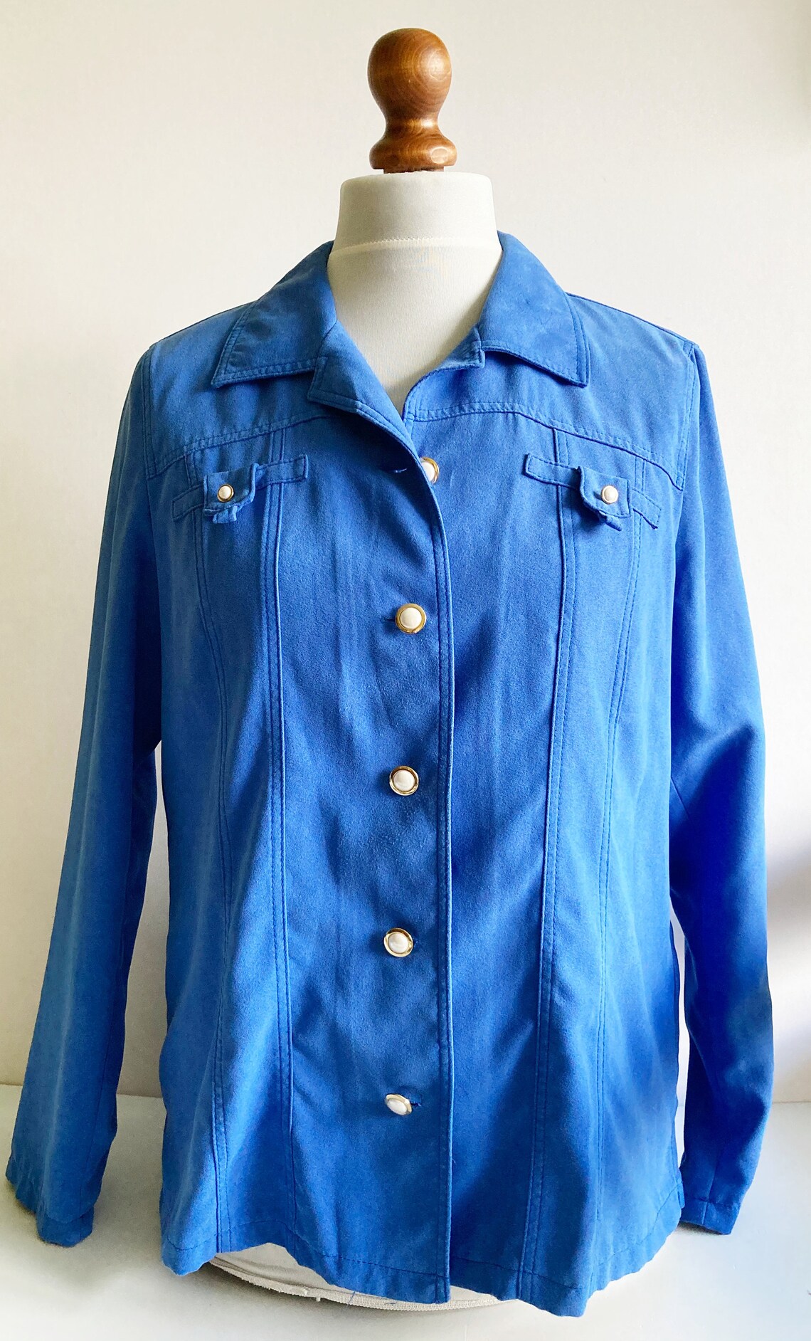 Vintage Shacket Blue Shacket Bright Blue Jacket Blue Shirt - Etsy