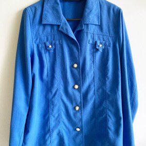 Vintage Shacket, Blue Shacket, Bright Blue Jacket, Blue Shirt, Retro ...