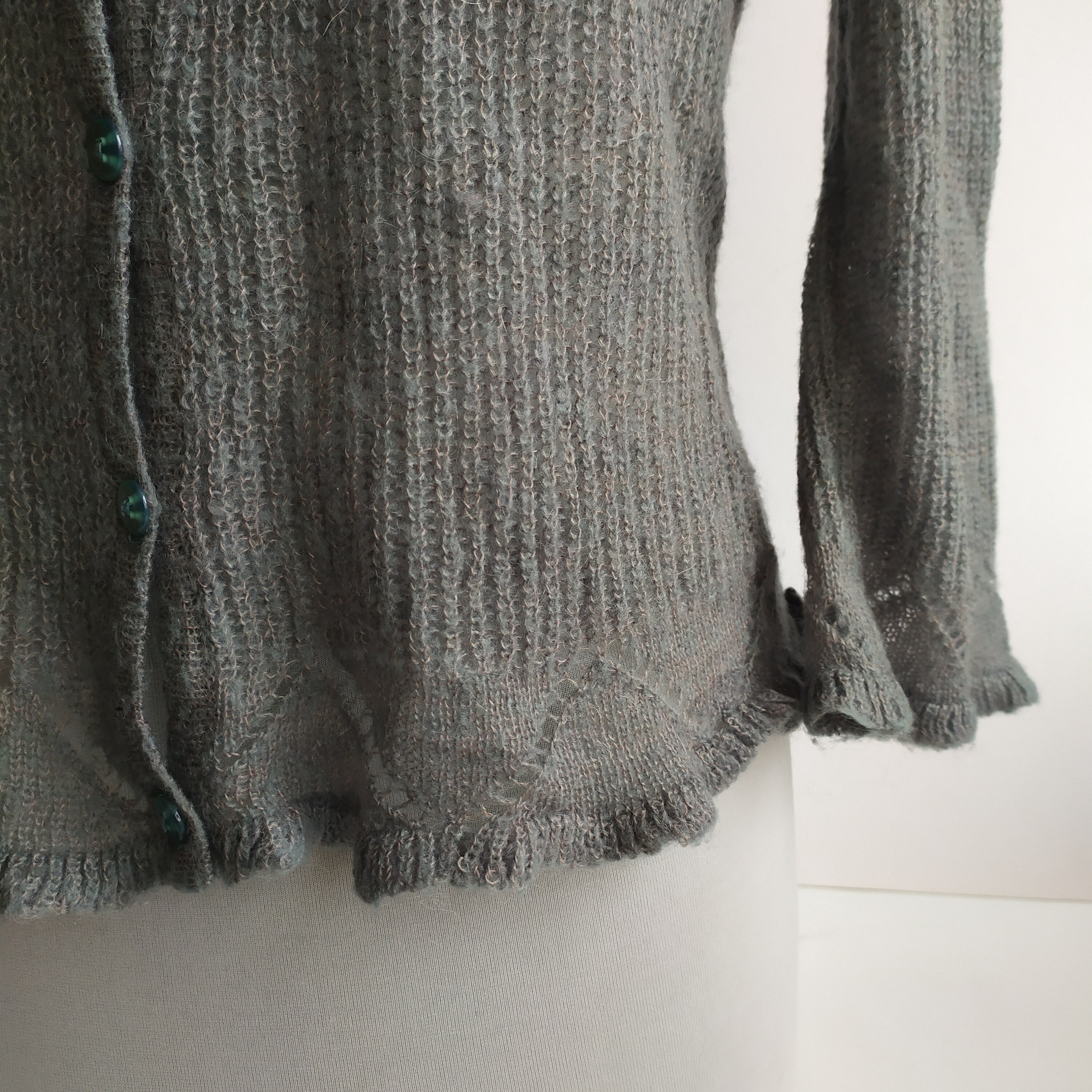 Vintage Wool Cardigan, Mohair Cardigan, Green Blue Cardigan, Wool ...