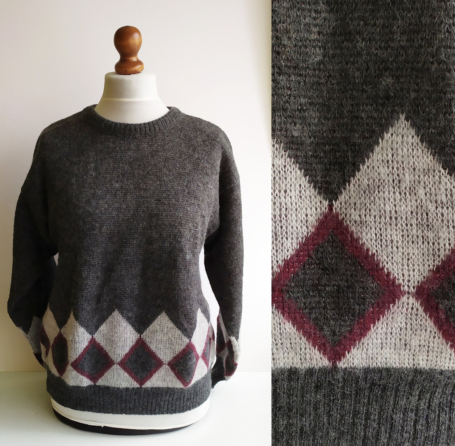 Vintage Wool Sweater Gray Wool Sweater Warm Sweater - Etsy
