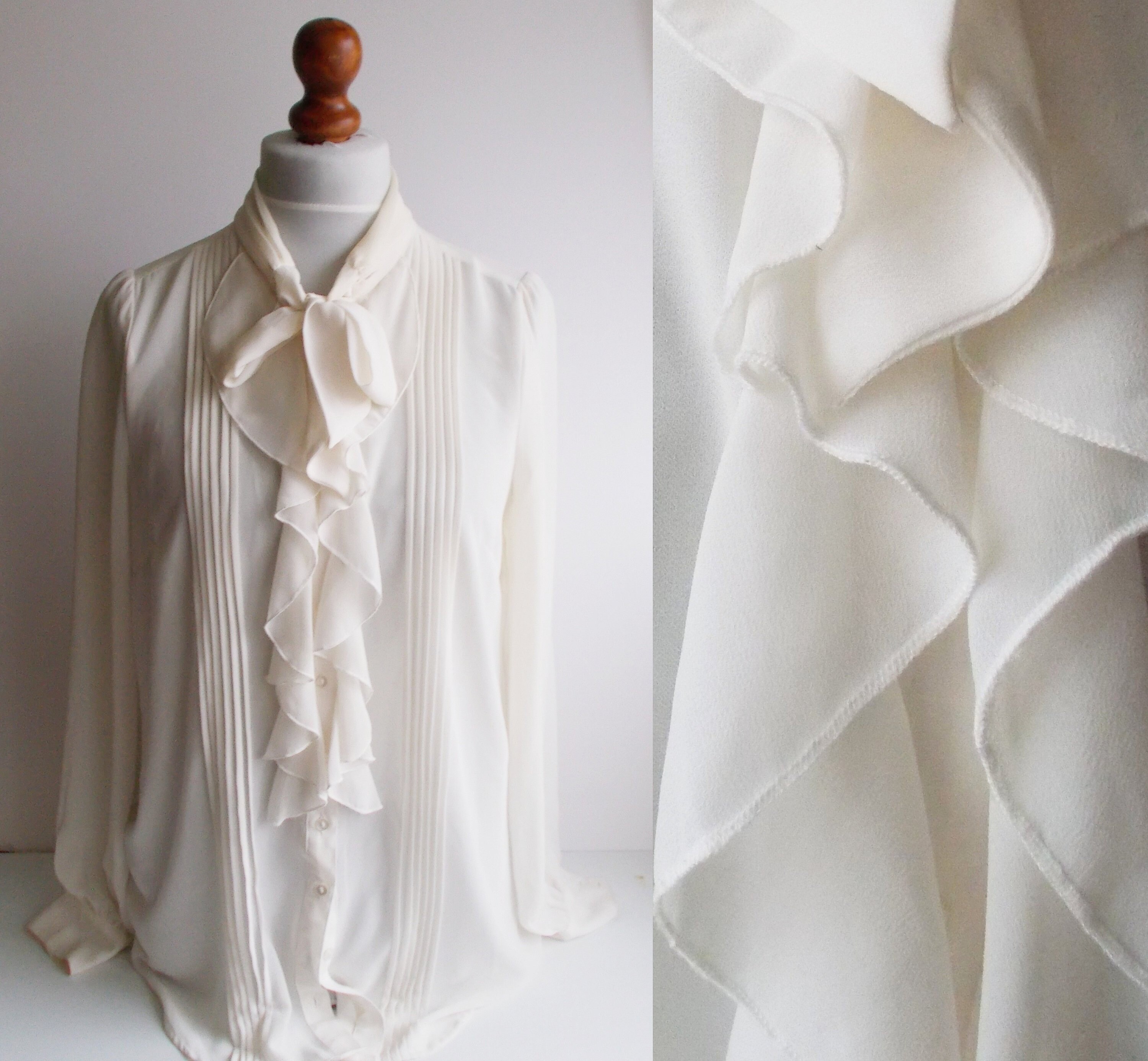 Vintage White Ruffle Blouse White Ruffle top Elegant white | Etsy