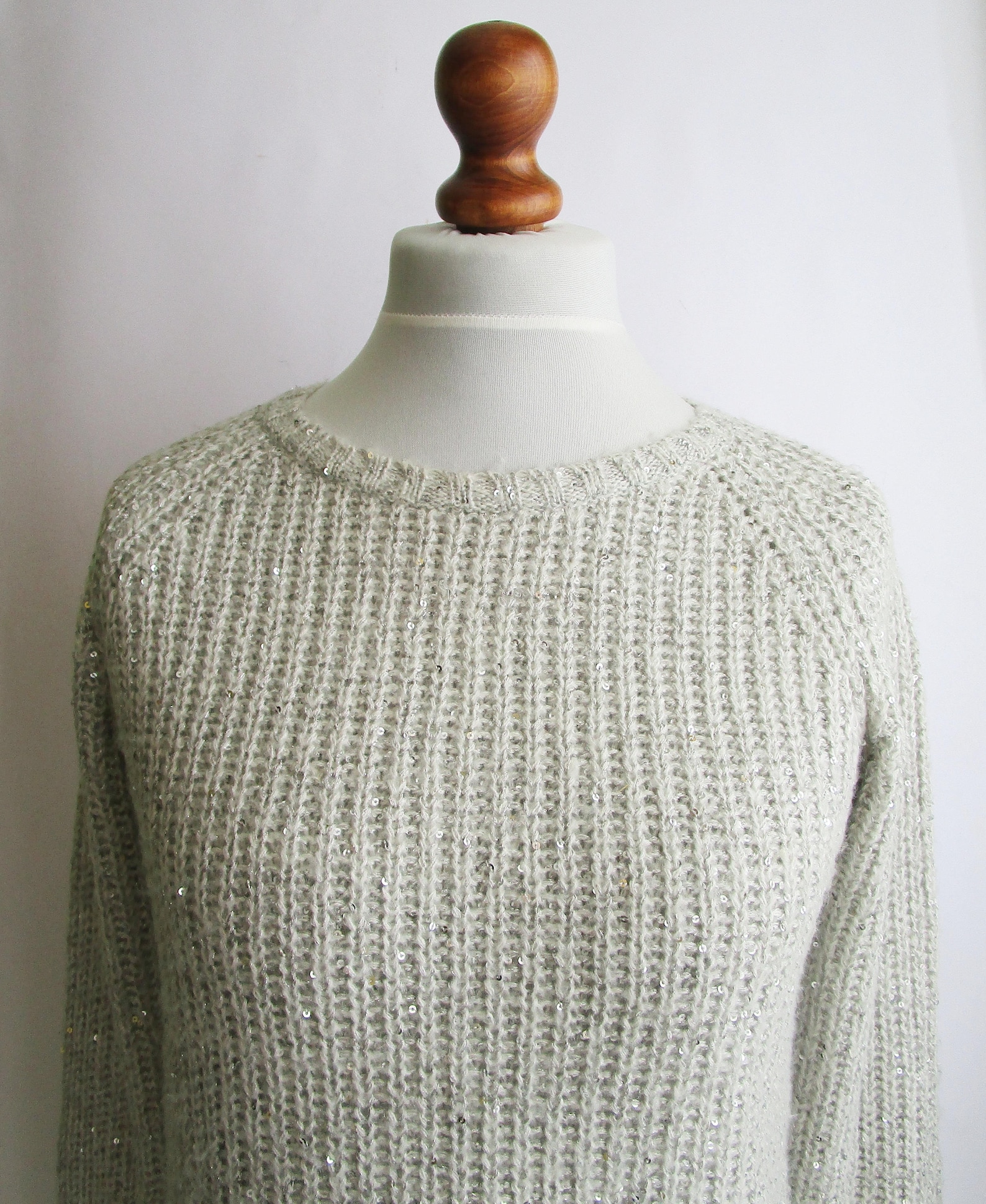 Vintage Gray Sweater, Silver Sweater, Metallic Sweater, Womens Gray ...