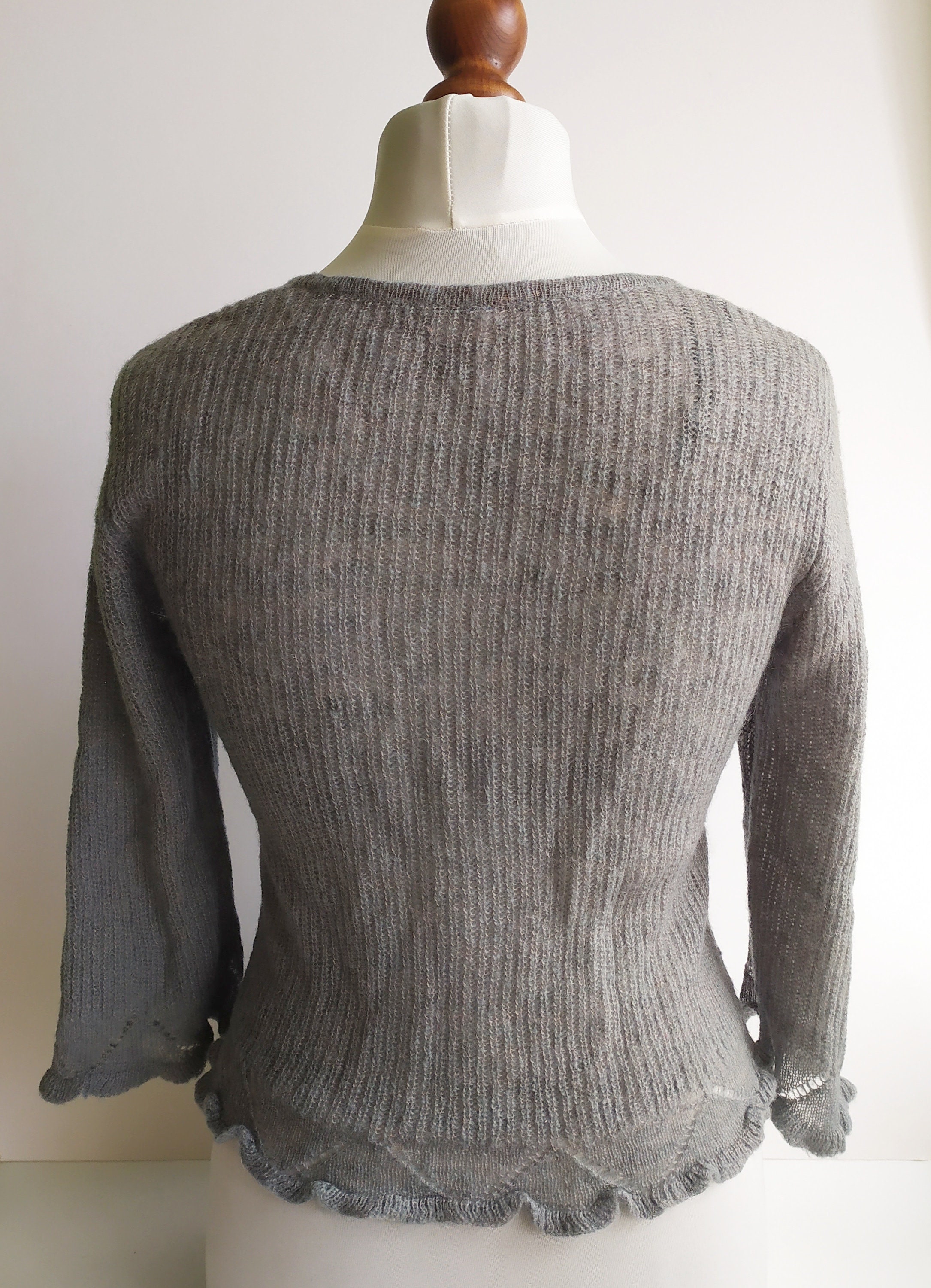 Vintage Wool Cardigan, Mohair Cardigan, Green Blue Cardigan, Wool ...