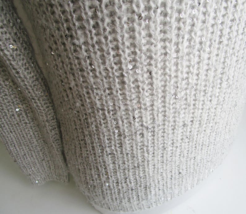 Vintage Gray Sweater, Silver Sweater, Metallic Sweater, Womens Gray ...
