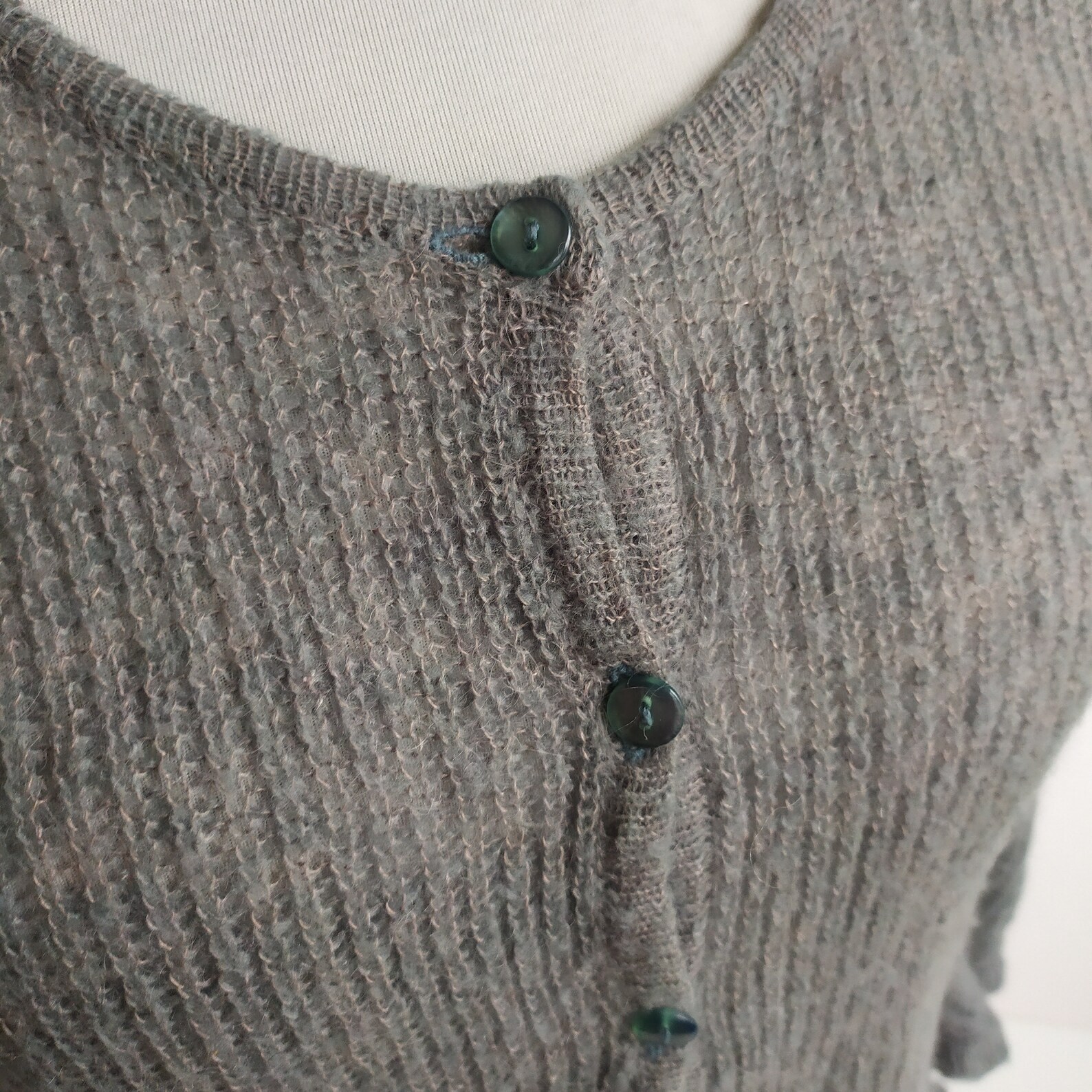 Vintage Wool Cardigan, Mohair Cardigan, Green Blue Cardigan, Wool ...