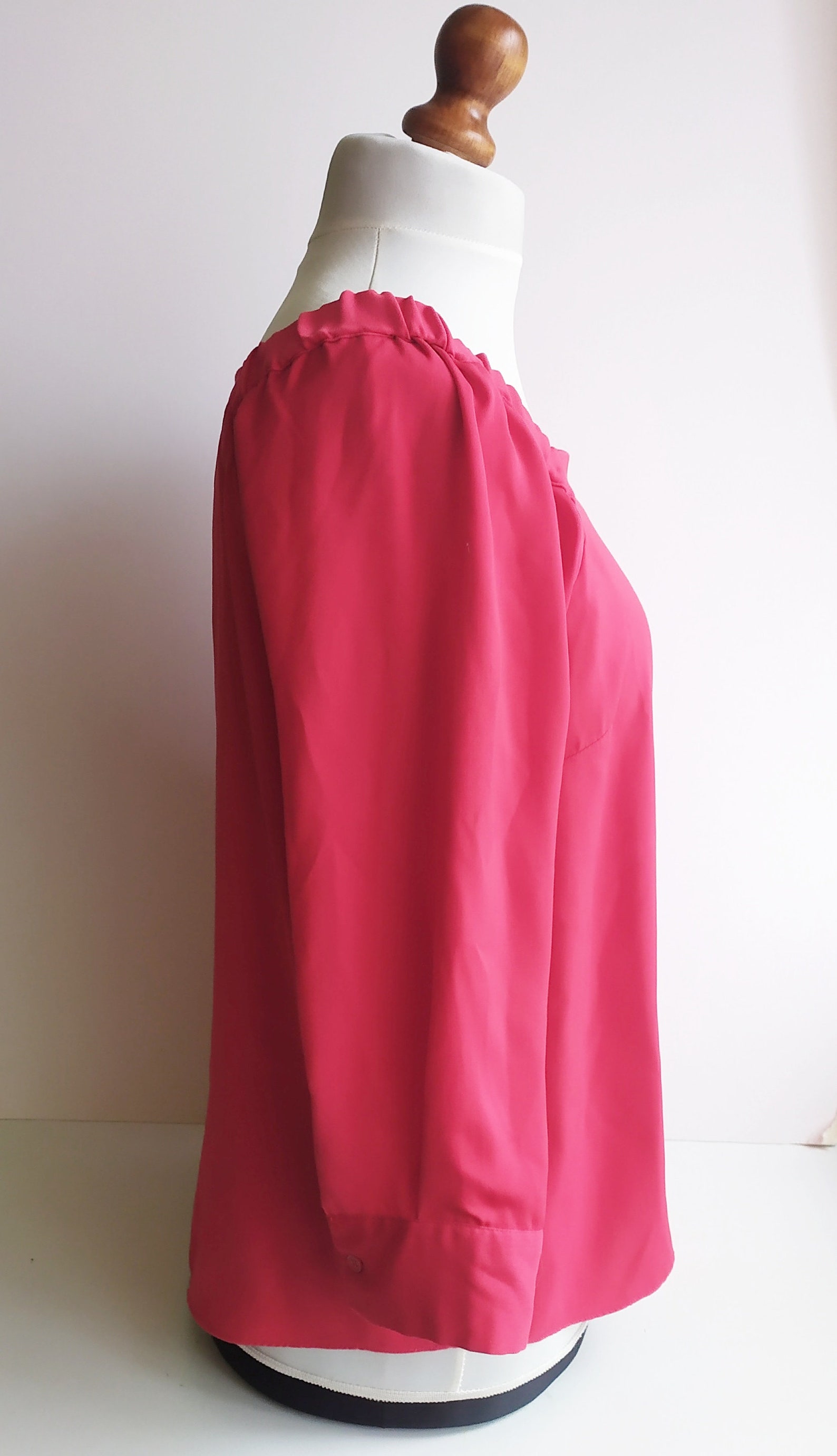 Vintage Red Blouse, Raspberry Blouse, Pink Blouse, Red Top, Square Neck ...
