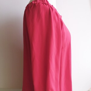 Vintage Red Blouse, Raspberry Blouse, Pink Blouse, Red Top, Square Neck ...