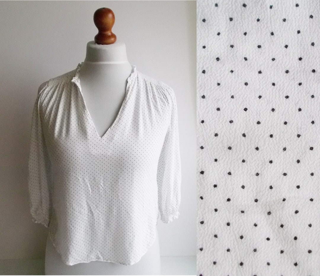 Vintage Polka Dot Top Womens Polka Dot Black and White Polka Dot Top ...