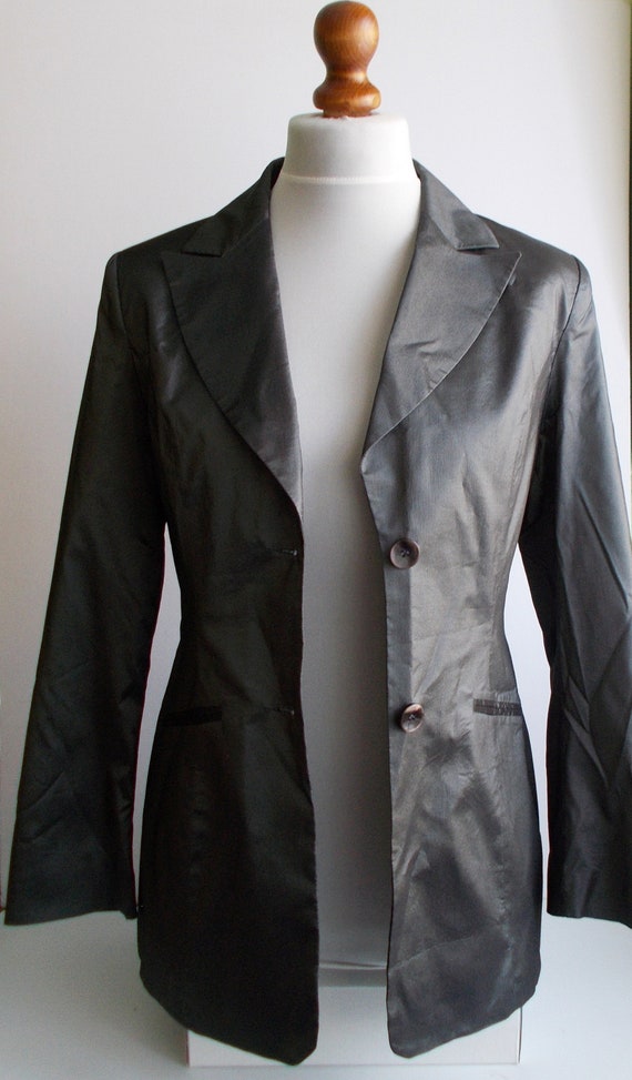 Vintage Taffeta Blazer, Shiny blazer, Silver blazer, … - Gem