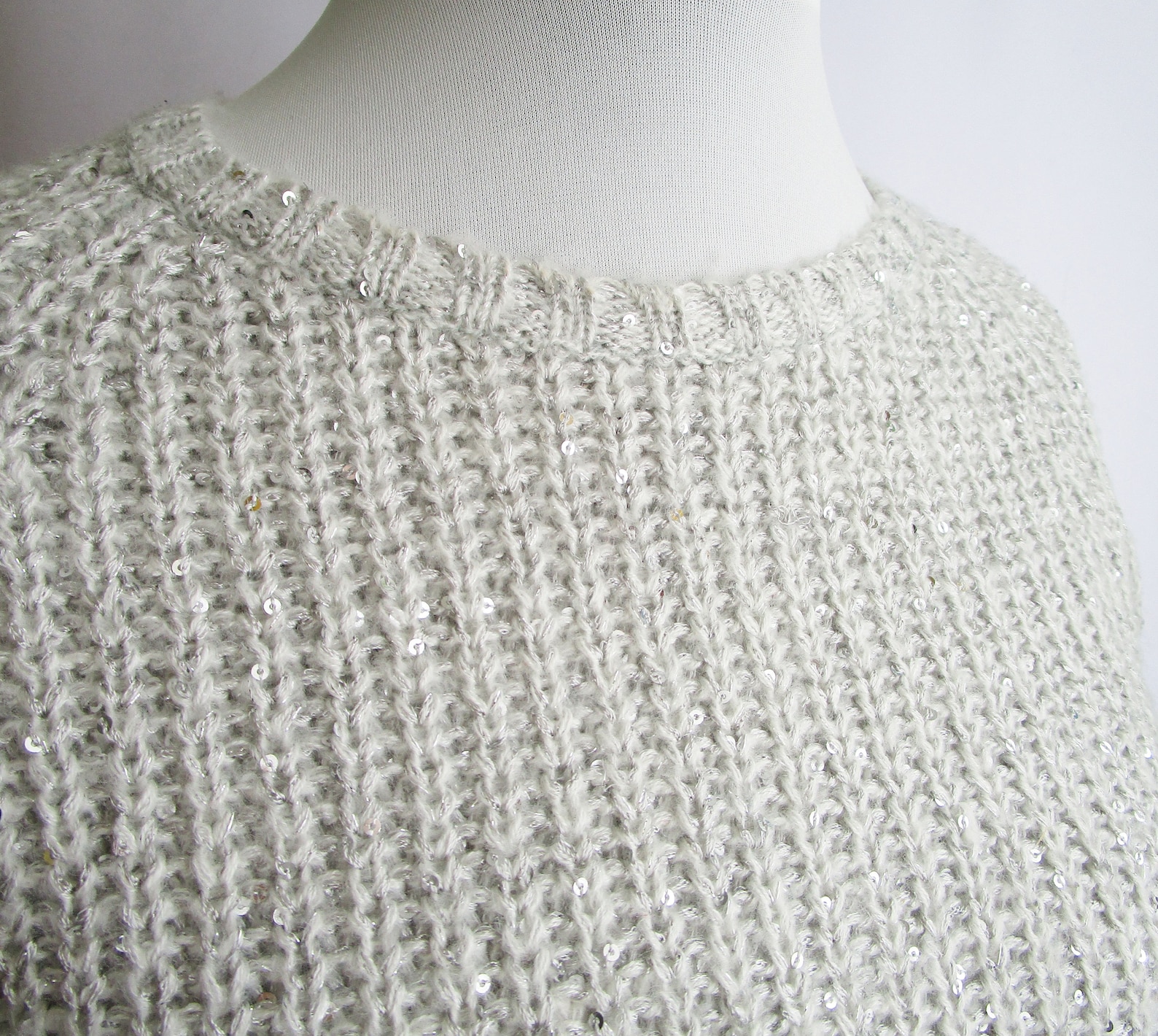 Vintage Gray Sweater, Silver Sweater, Metallic Sweater, Womens Gray ...