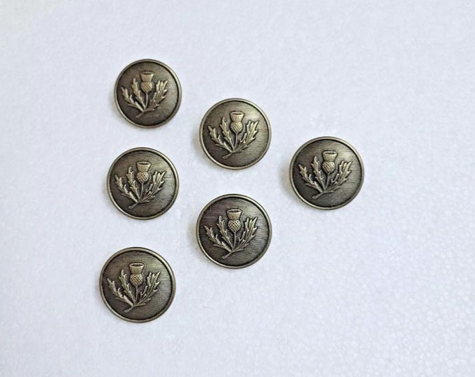 Scottish Thistle Buttons 22mm Metal Shank Antique Brass National Emblem ...