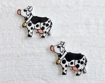 JHB Ceramic Dairy Cow Button 32mm 2 Hole Novelty Holstein Black White ...