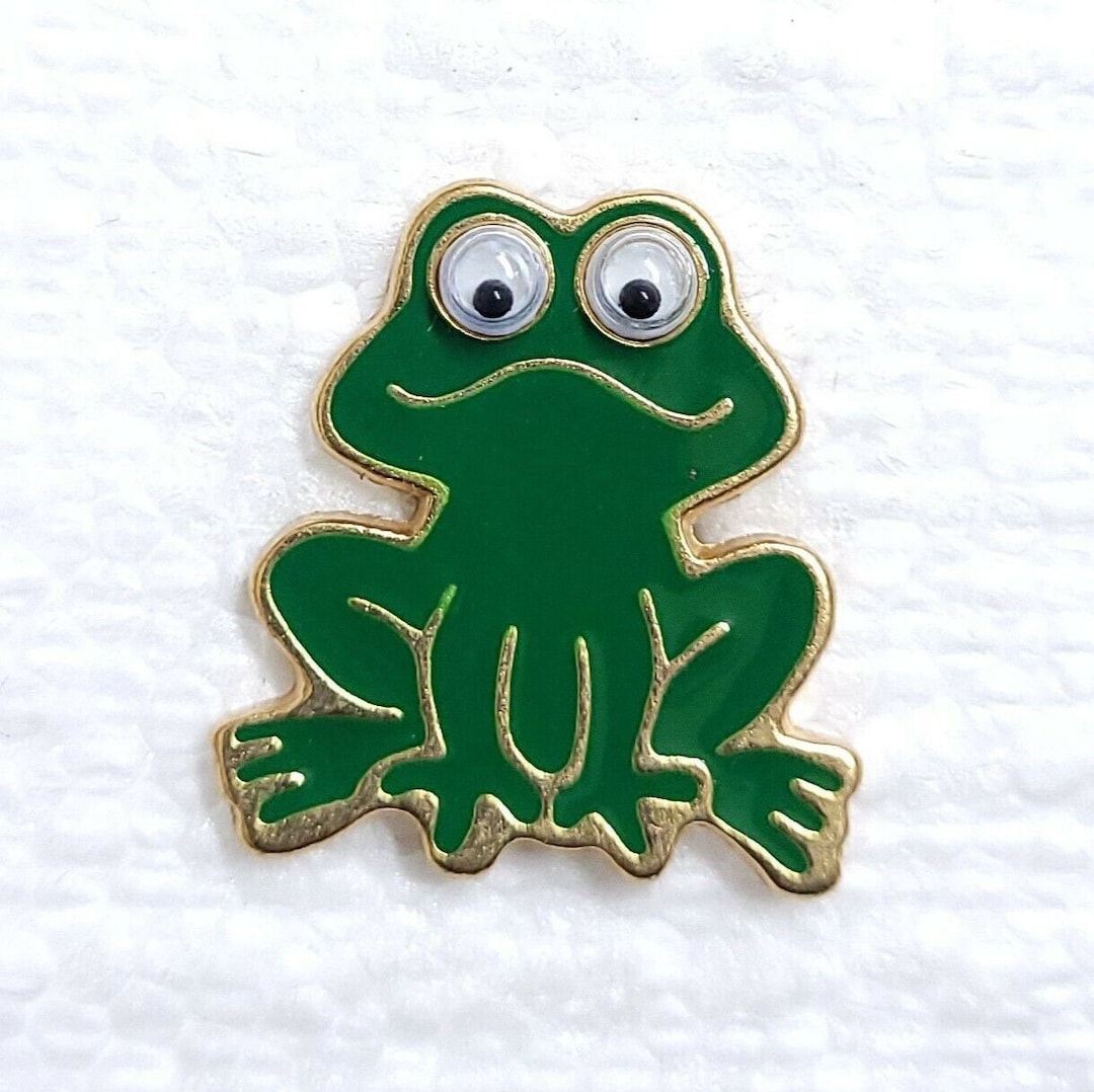 JHB Enamel Frog Metal Button 20mm Shank Green Googly Eye Cloisonne ...