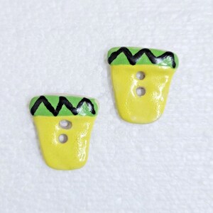 Flower Pot Button 2 Hole Novelty Terracotta Ceramic Glazed House Garden ...