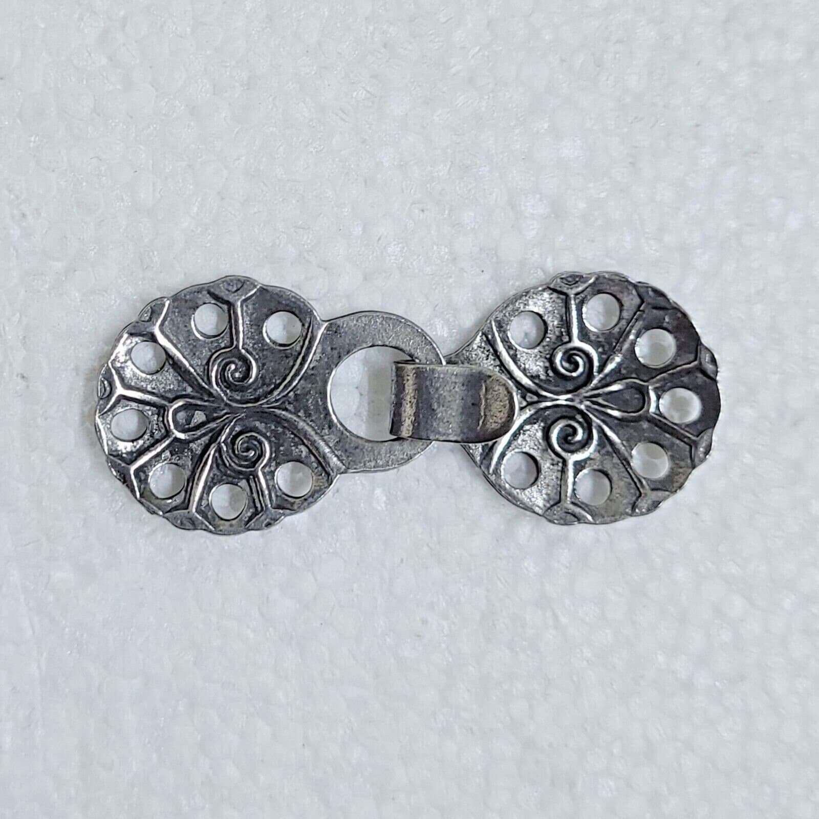Norwegian Pewter Hook & Eye Cloak Clasp 45mm Medieval Era Pattern Tin ...