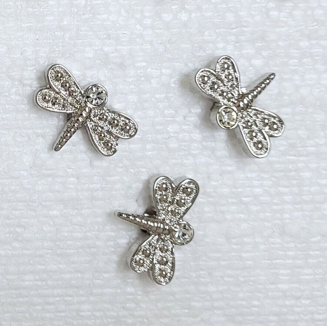JHB International Dragonfly Buttons 18mm Shank Silver Plastic Novelty ...